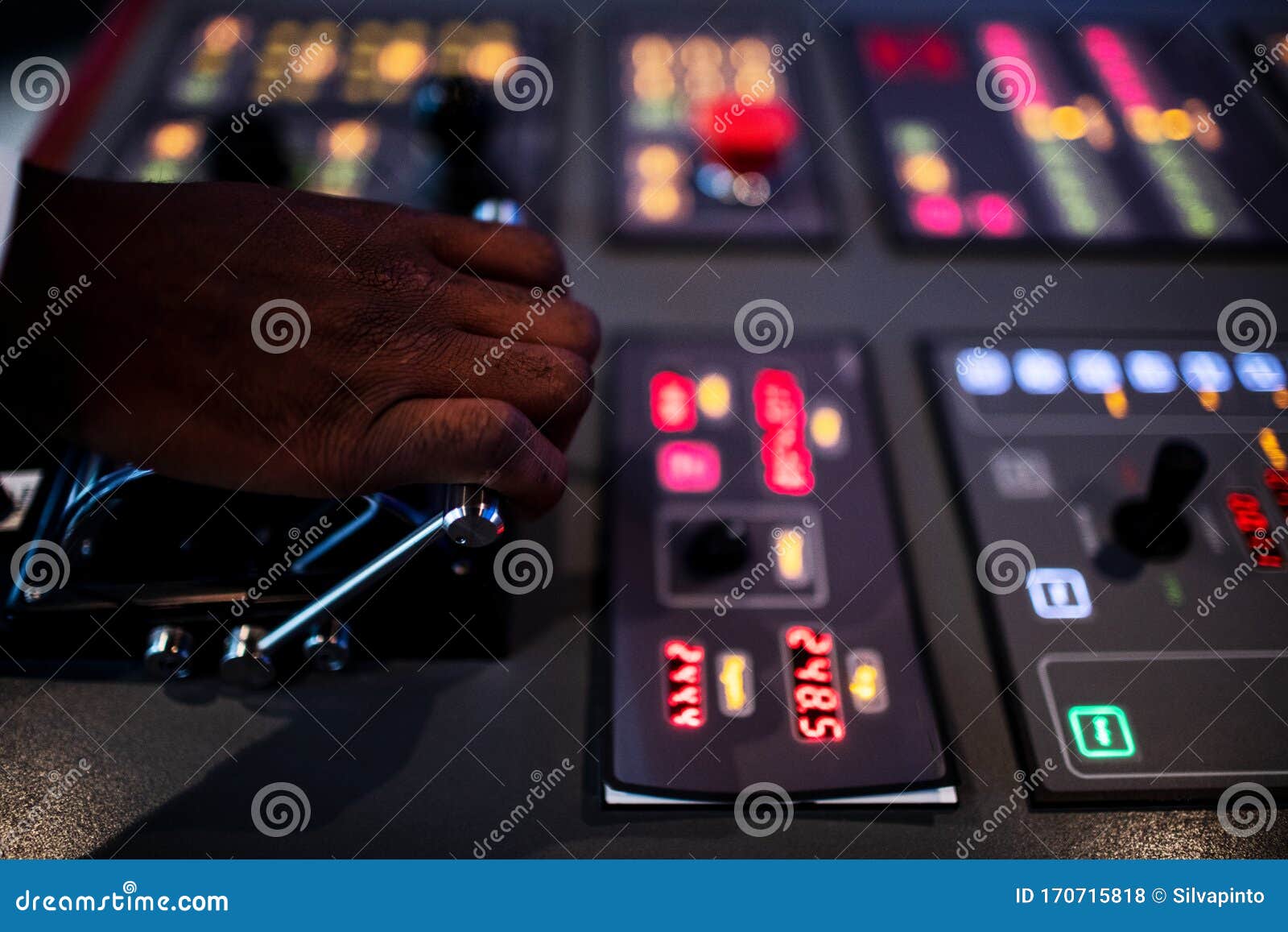 Boat Captain Hands Navigating and Moving Instruments in the Cockpit ...