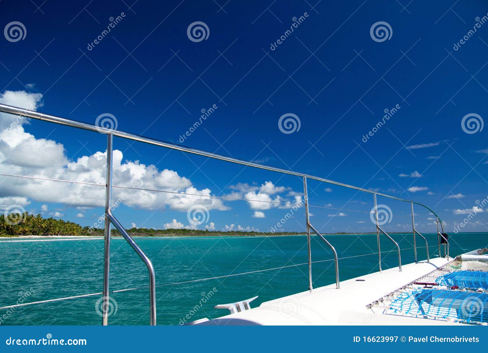Boat in Caribbean Sea, View from Boat Stock Image - Image of nature ...