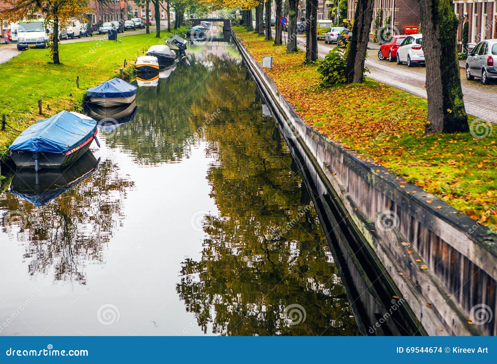 Boat on Channel in Haarlem - Holland Editorial Stock Image - Image of ...