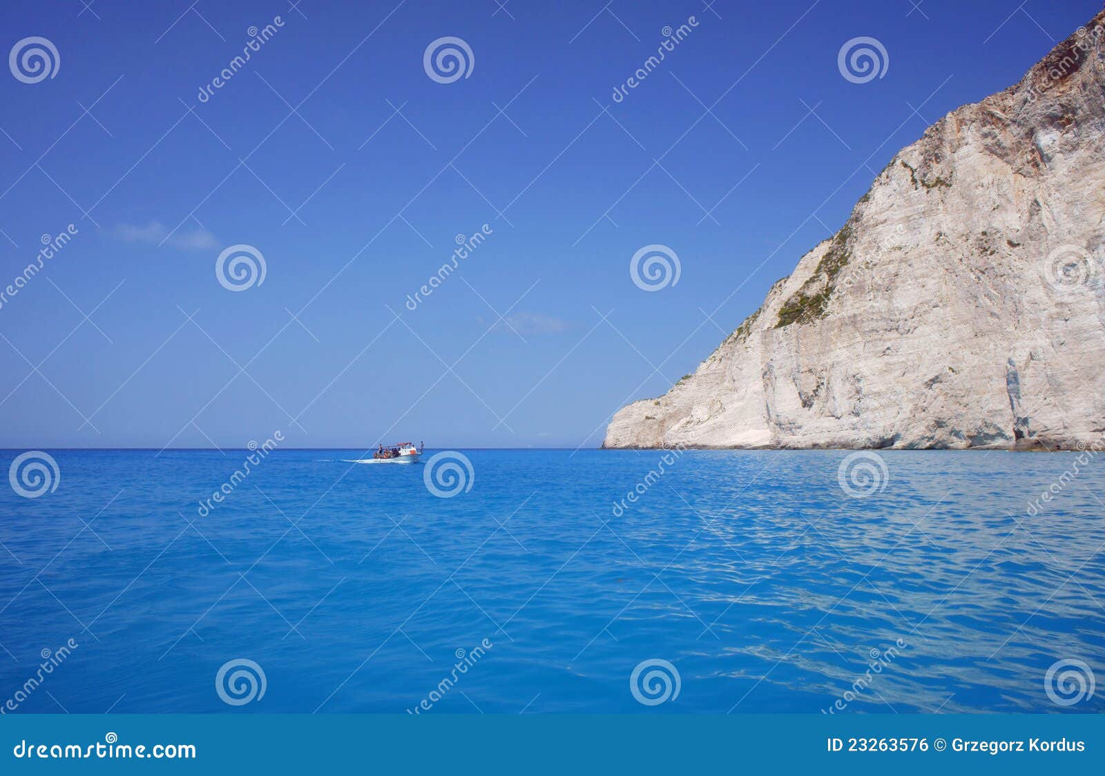 Boat at Cliff Face on Zakynthos Island Stock Photo - Image of greek ...