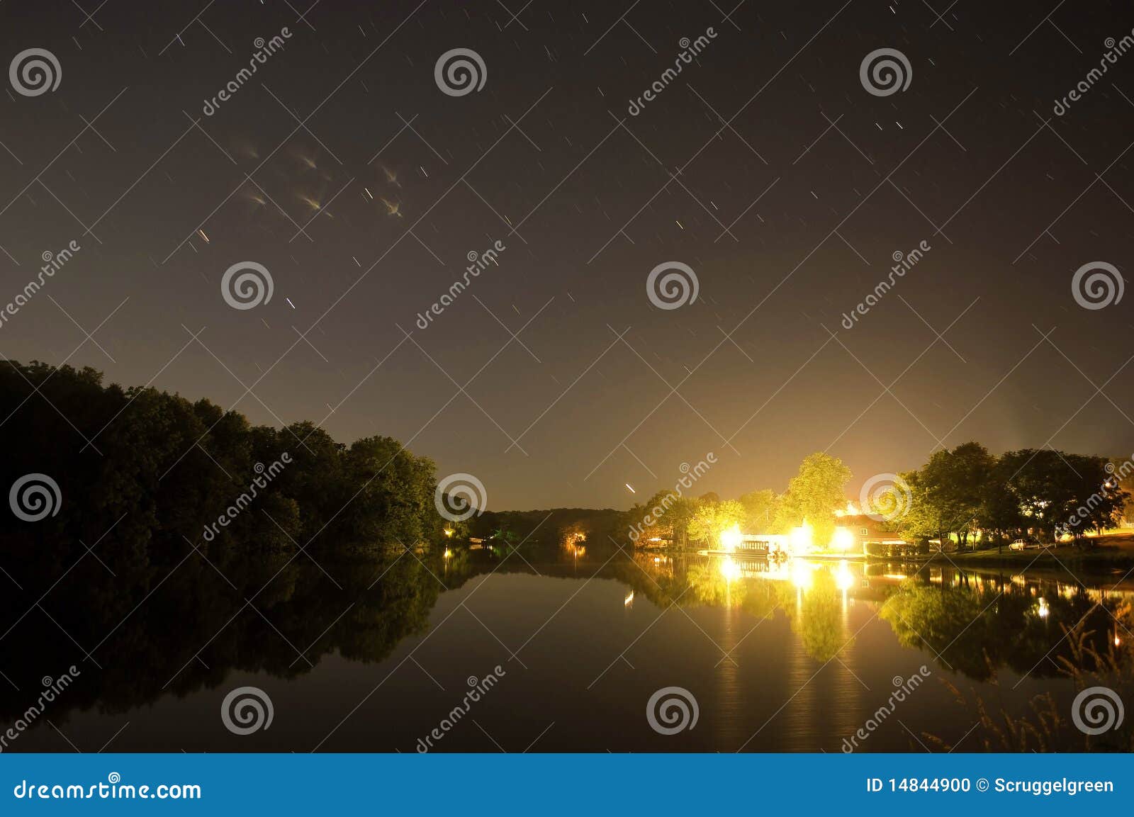 Boat Club on the River at Night Stock Photo - Image of architecture ...