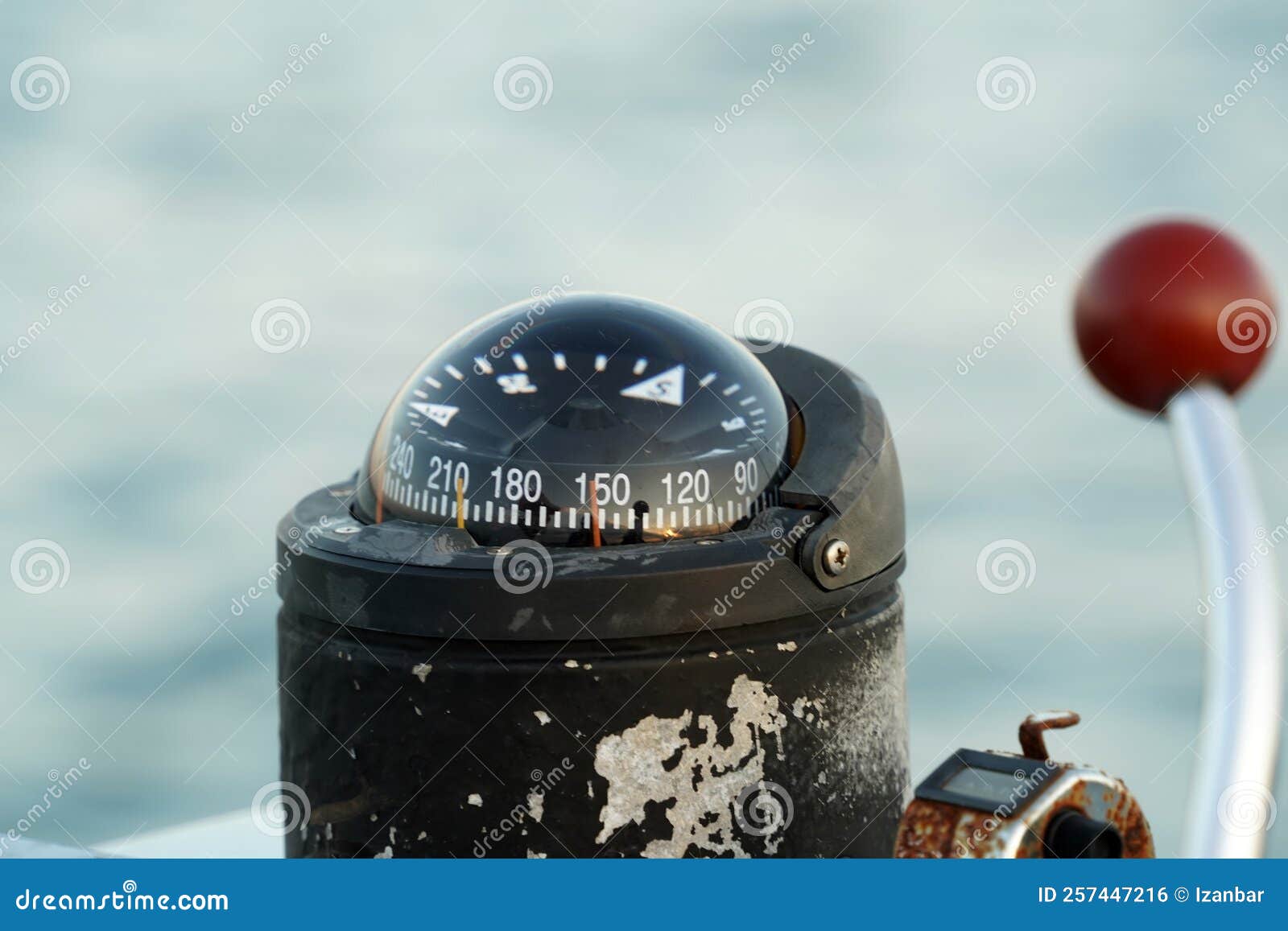 Boat Control Engine Speed Knob Lever and Compass Stock Photo - Image of ...