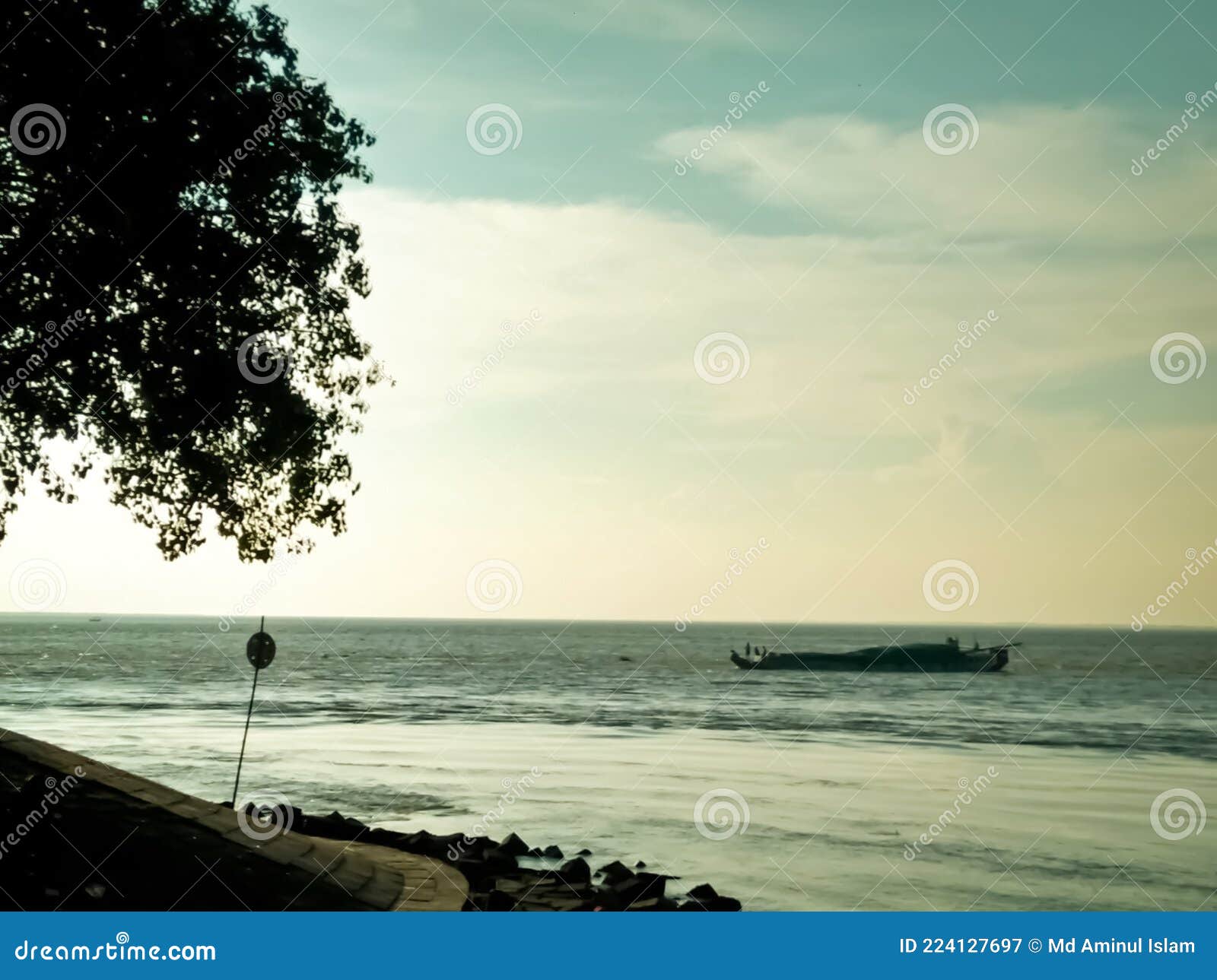 A Boat is Crossing the River in Waves Stock Image - Image of beach ...