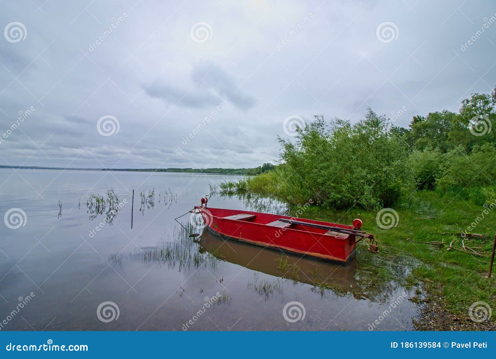 Boat on the dam stock photo. Image of shore, river, boating - 186139584