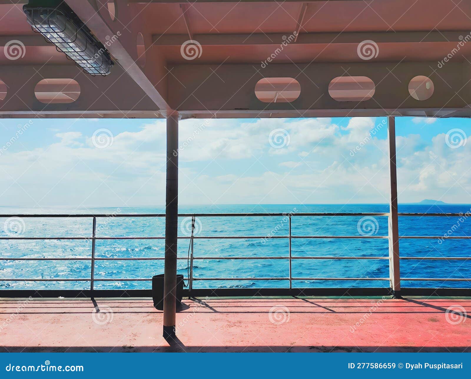 On the Boat Deck with a View of the Blue Sea and Clear Sky Stock Image ...