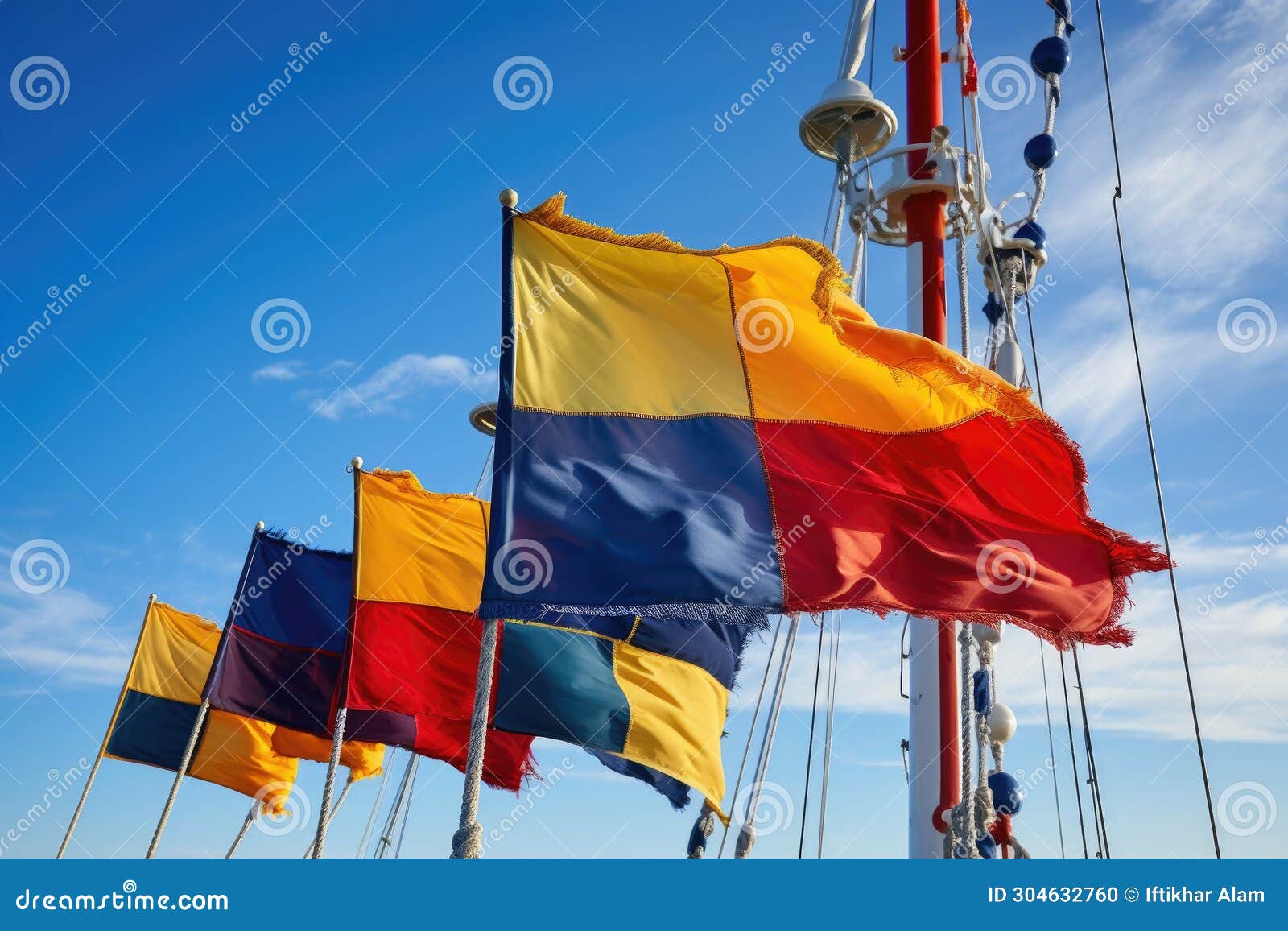 A Boat Displaying a Collection of Various Flags Representing Different ...