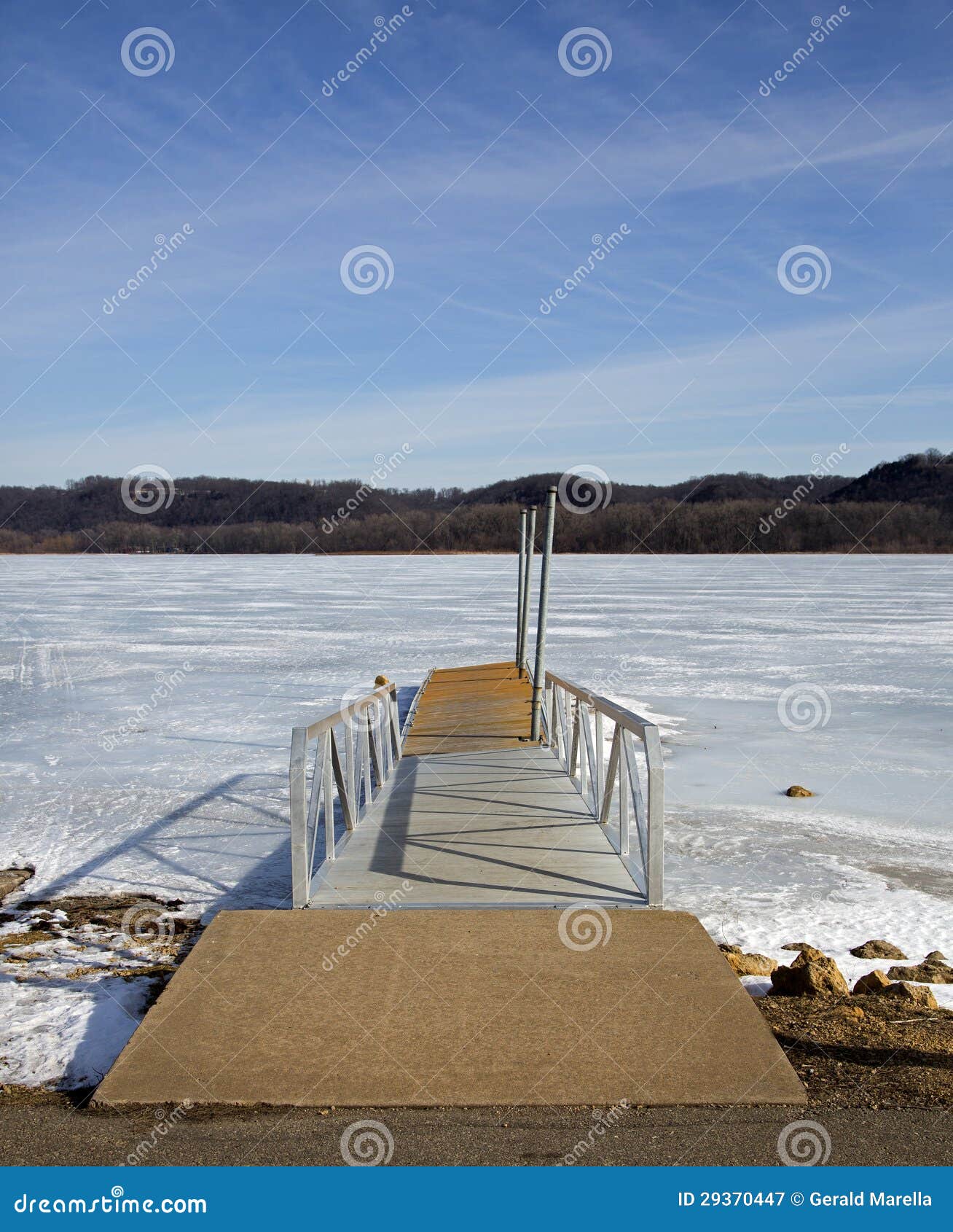 Boat dock on a frozen lake stock image. Image of boat - 29370447