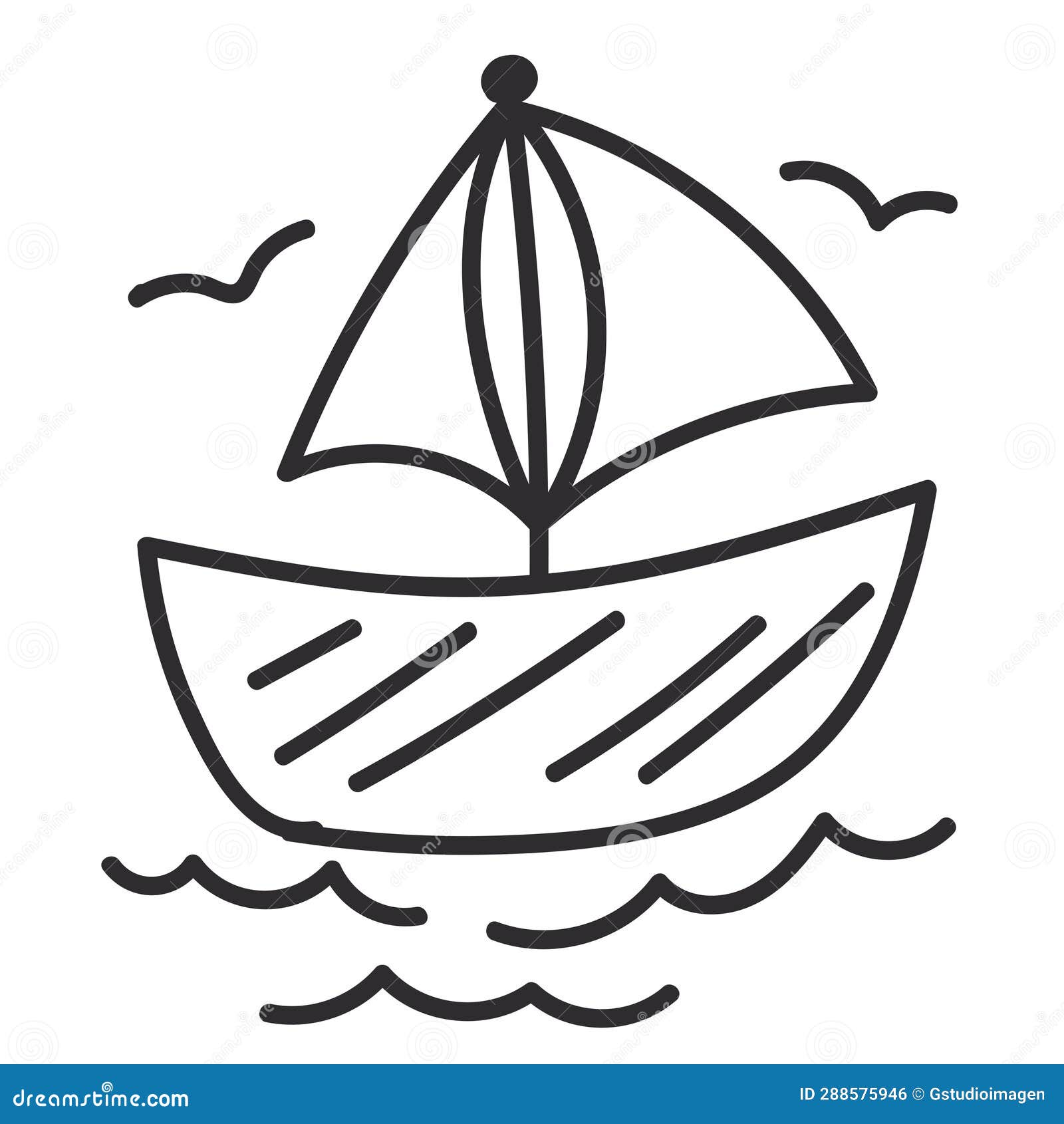 Boat doodle icon stock vector. Illustration of ocean - 288575946