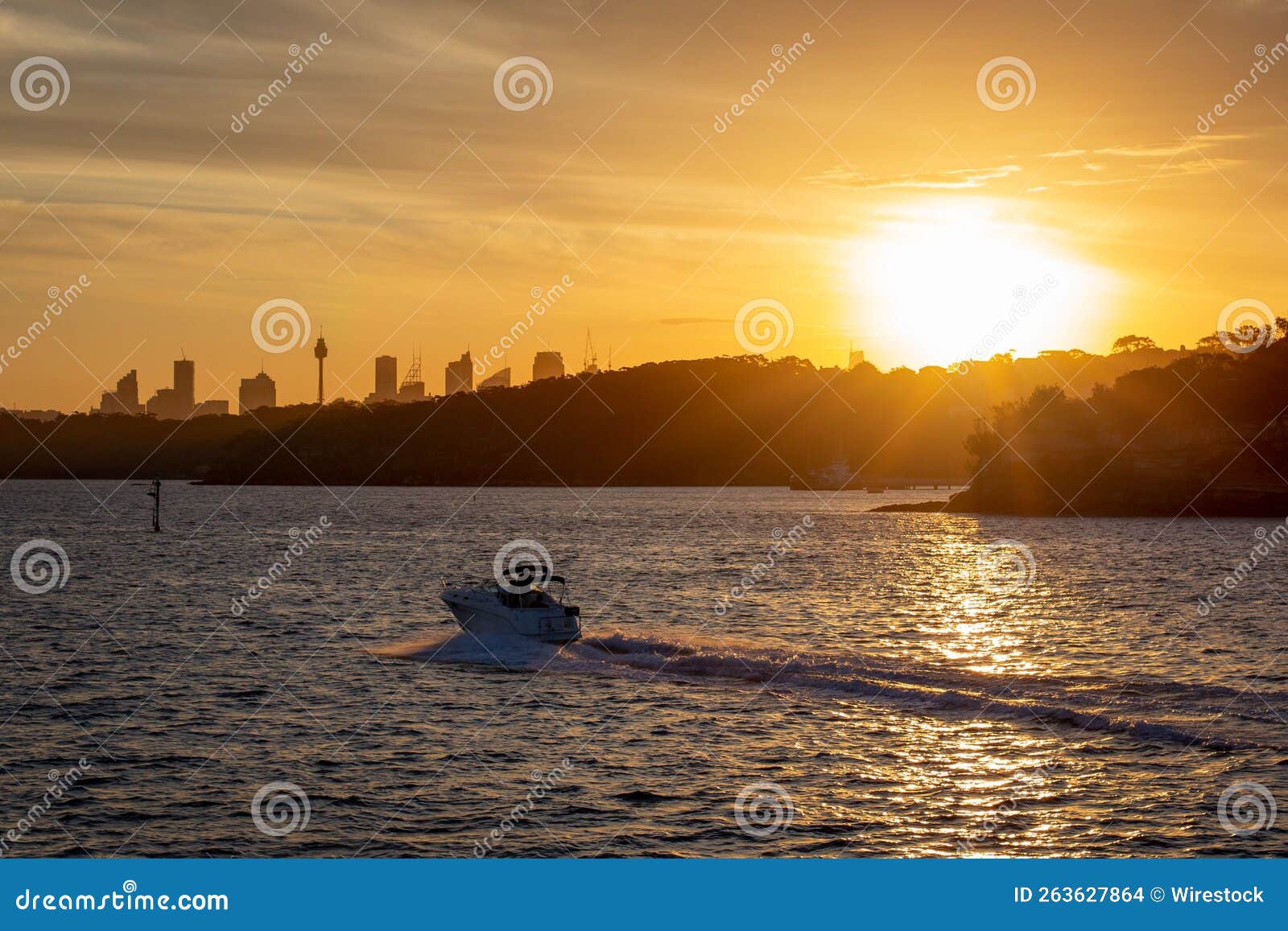 Boat Driving in the Sea during a Late Sunset Editorial Stock Image ...