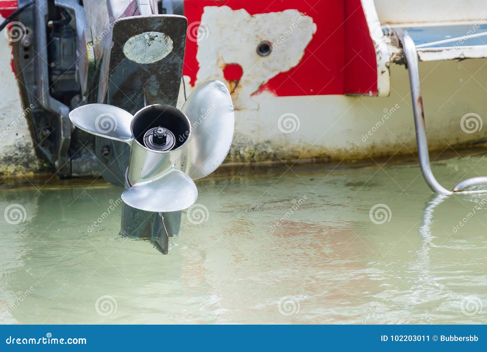 Boat Engine with Propeller Details. Stock Image - Image of industry ...