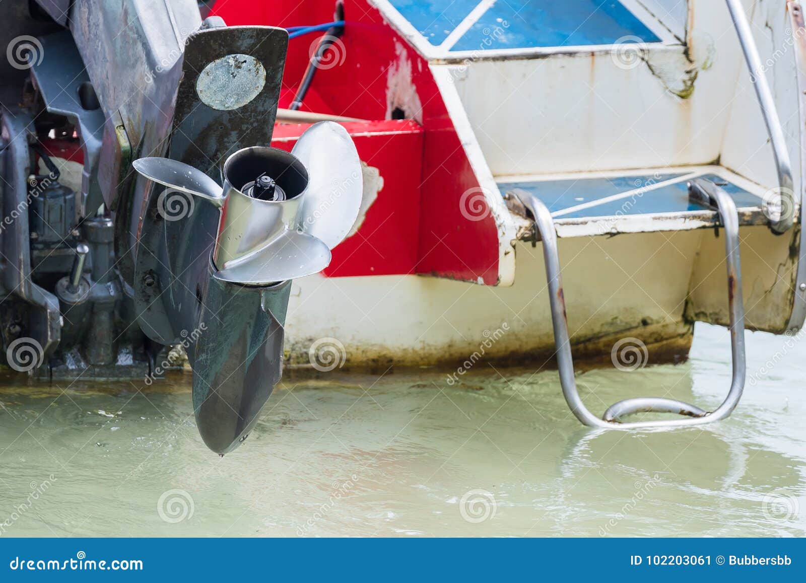 Boat Engine with Propeller Details. Stock Image - Image of water, power ...