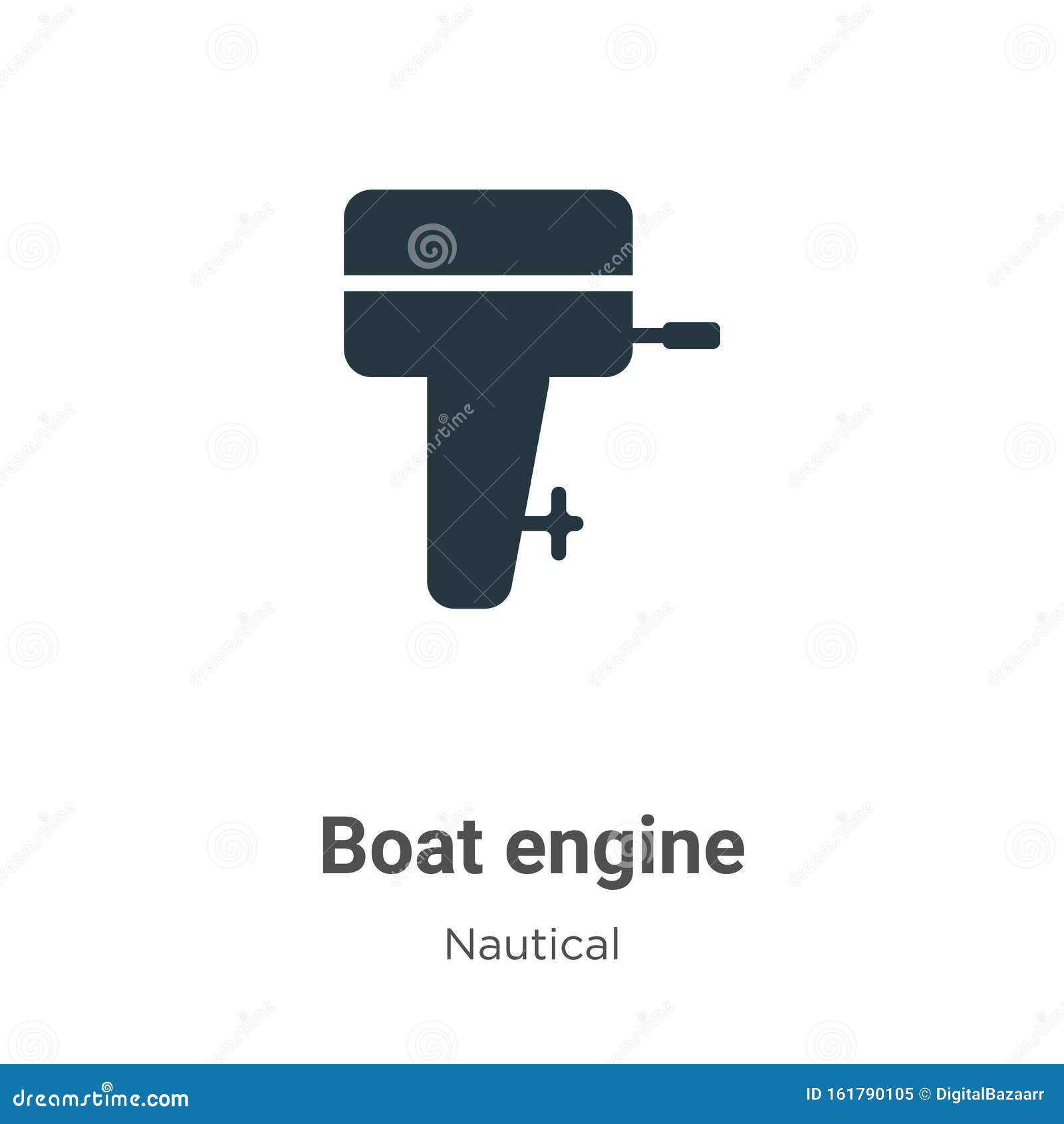 Boat Engine Vector Icon on White Background. Flat Vector Boat Engine ...