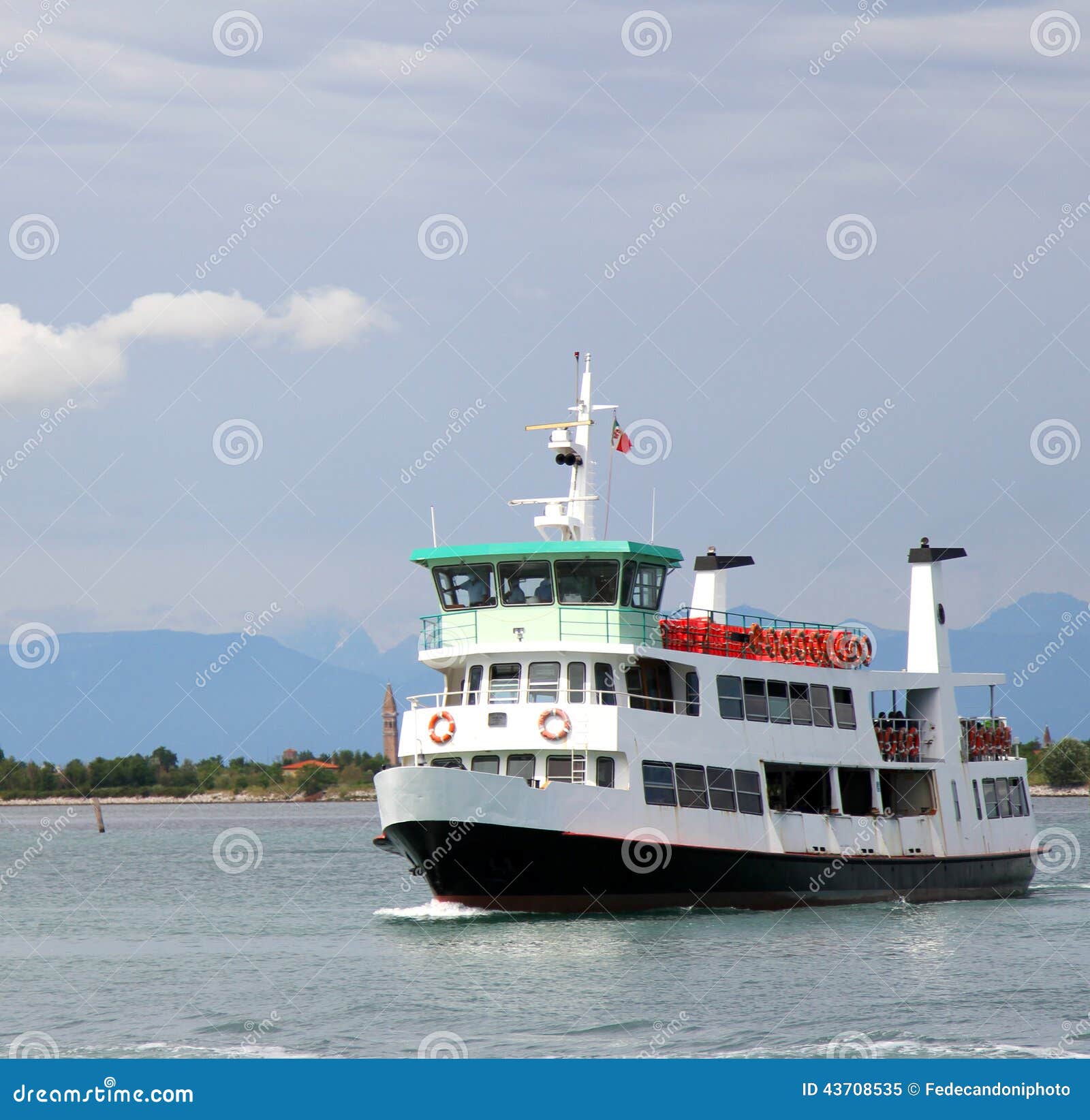 Boat Ferry for Transporting Passengers and Tourists in Venice Stock ...
