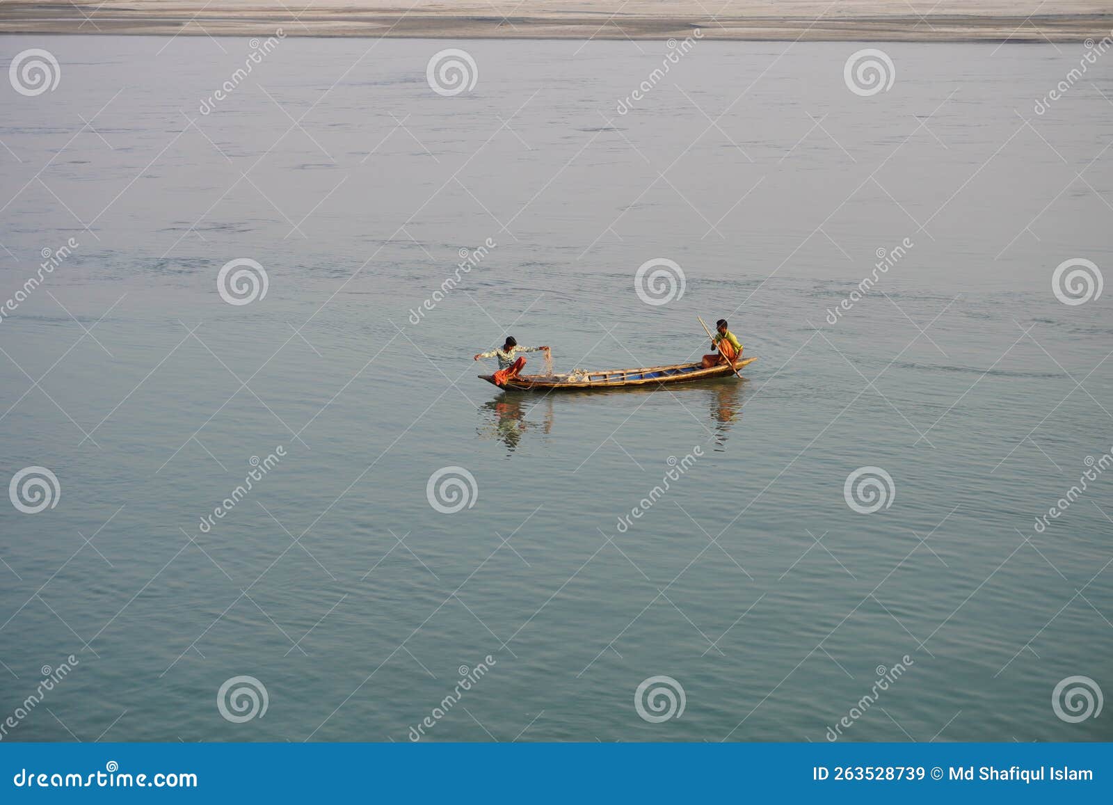 Hatibandha, Babgladesh-November 9th 2022-Two Man Fishing in the River ...