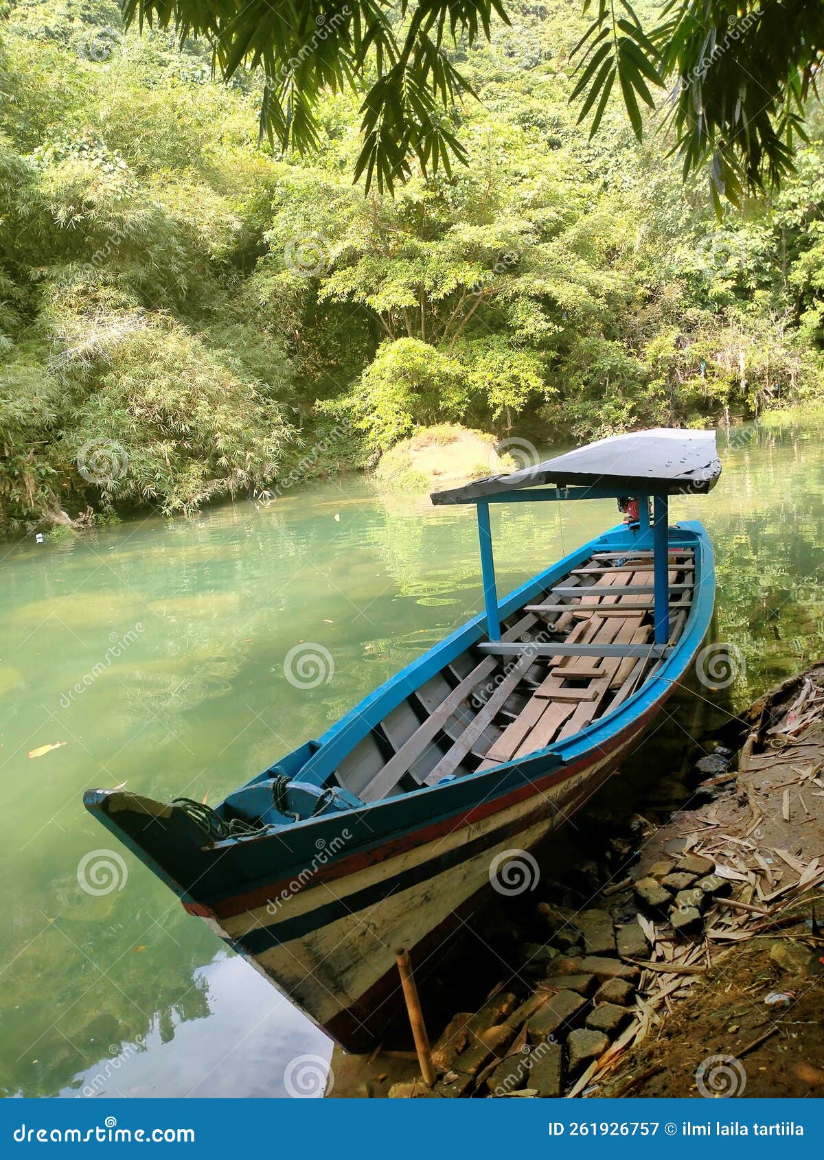 Boat Fishing on the Riverside in the Forest during the Day Stock Image ...
