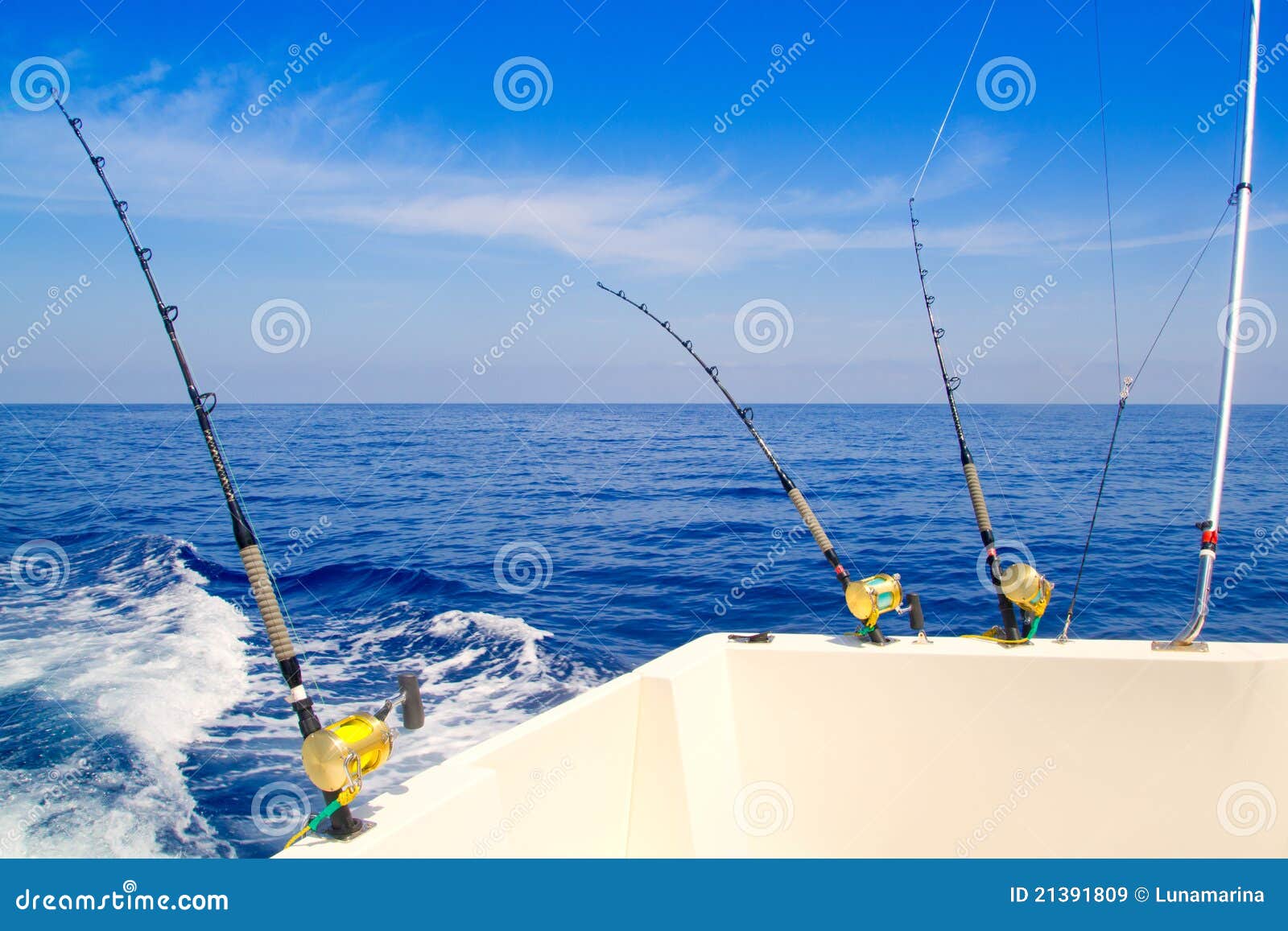 Boat Fishing Trolling in Deep Blue Sea Stock Image - Image of beautiful ...