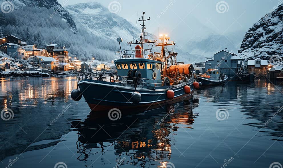 Boat Floating in Arctic Ocean Stock Image - Image of frosty, nautical ...