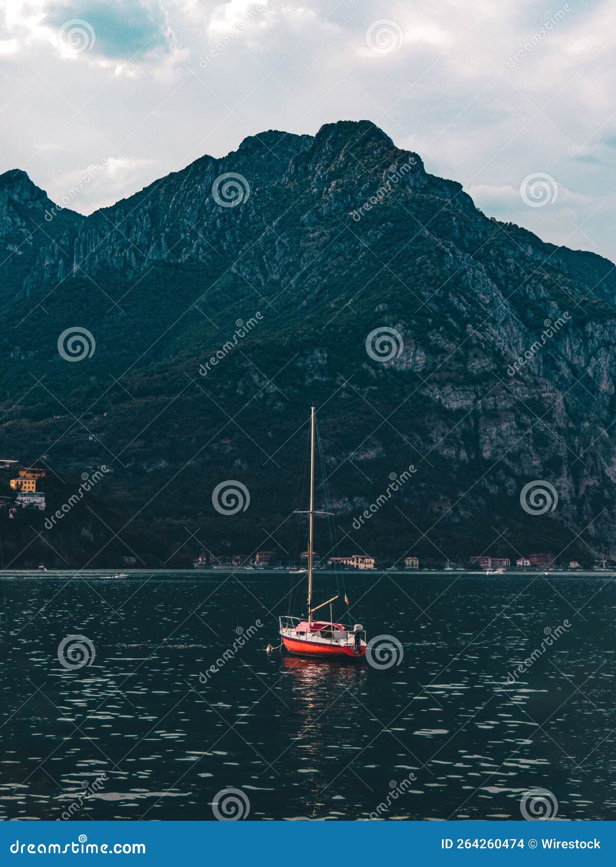 Boat Floating Near the Mountains Editorial Stock Image - Image of ...