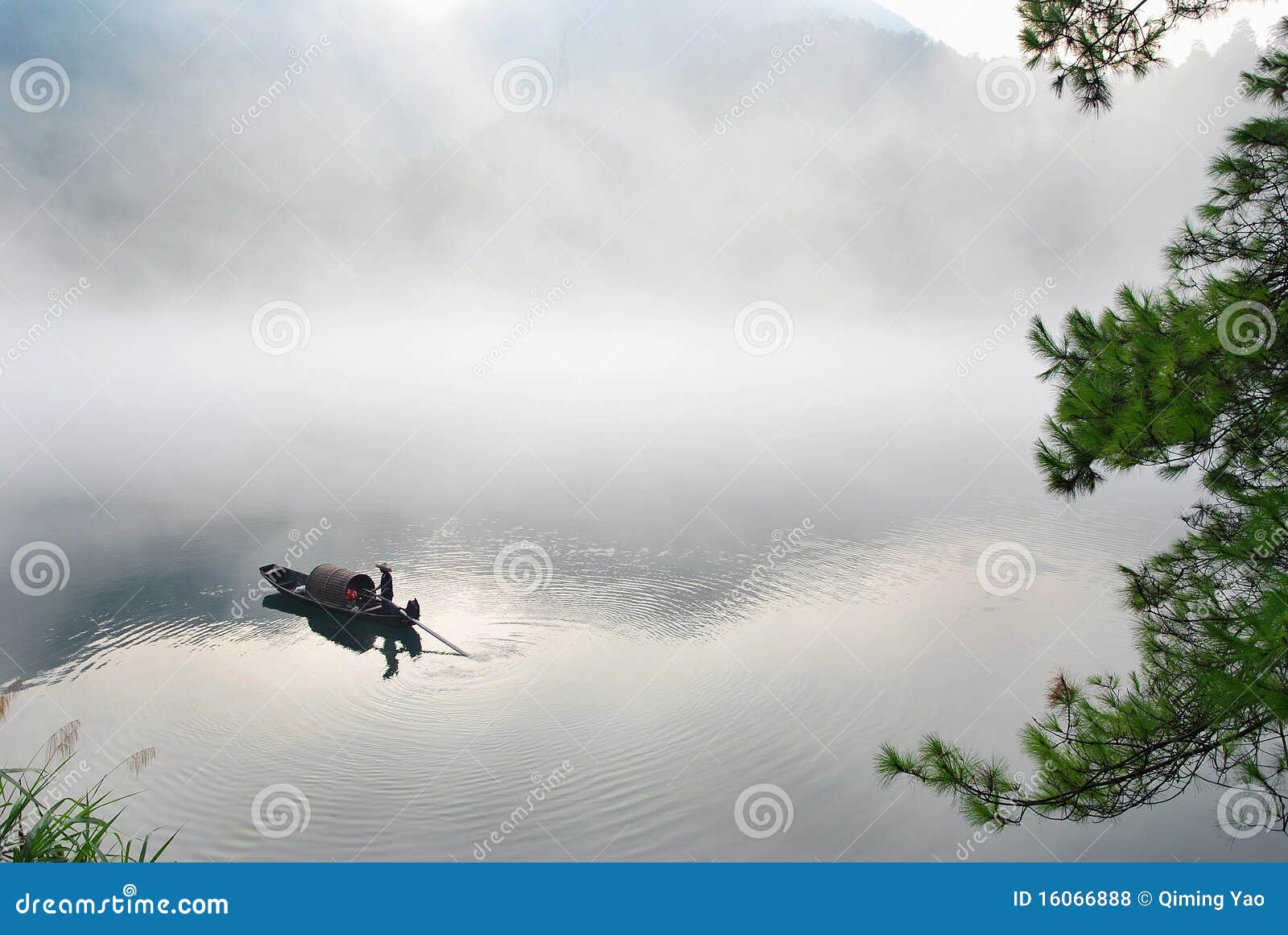 Boat in the fog stock photo. Image of scape, boating - 16066888