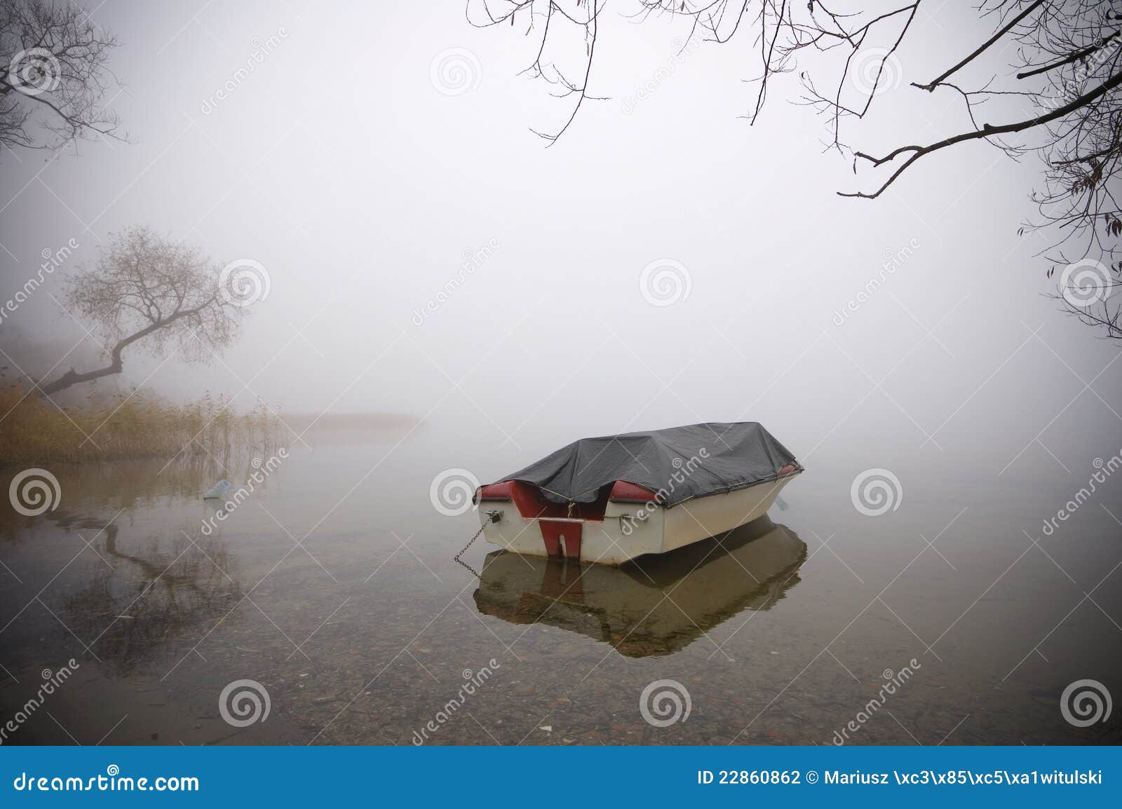 Boat in the fog stock photo. Image of overcast, serene - 22860862