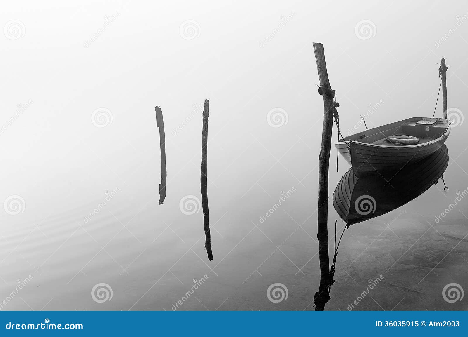 Boat in the fog stock image. Image of small, scene, lonely - 36035915