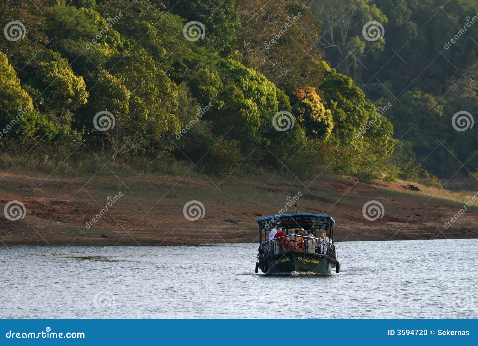 Boat on forest lake stock photo. Image of forest, tourism - 3594720