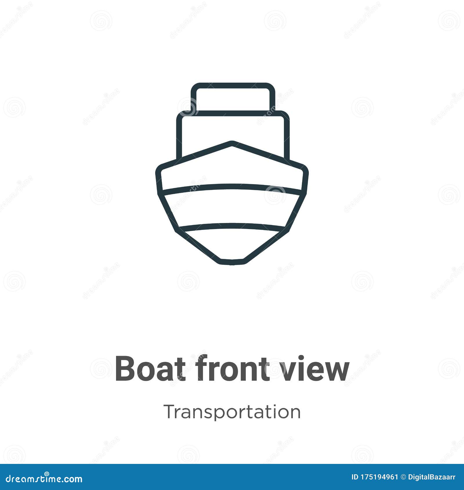 Boat Front View Outline Vector Icon. Thin Line Black Boat Front View ...