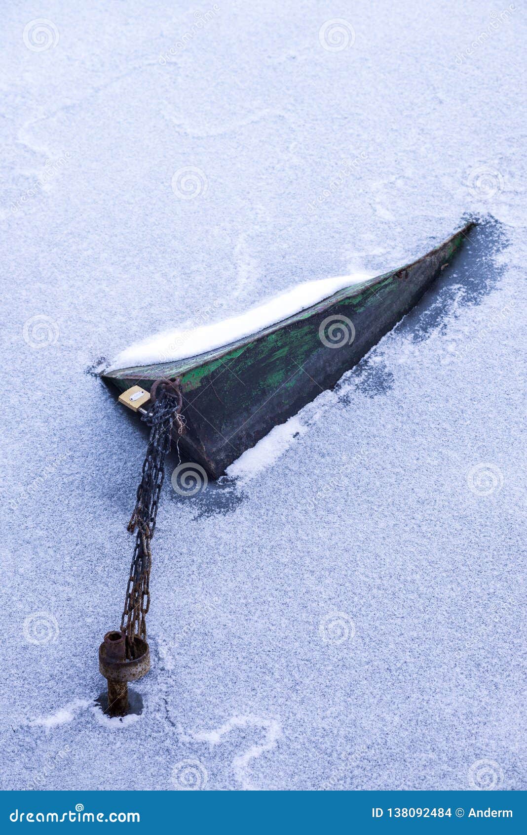 Boat Frozen in Cold Ice at Winter Stock Photo - Image of frost, boat ...