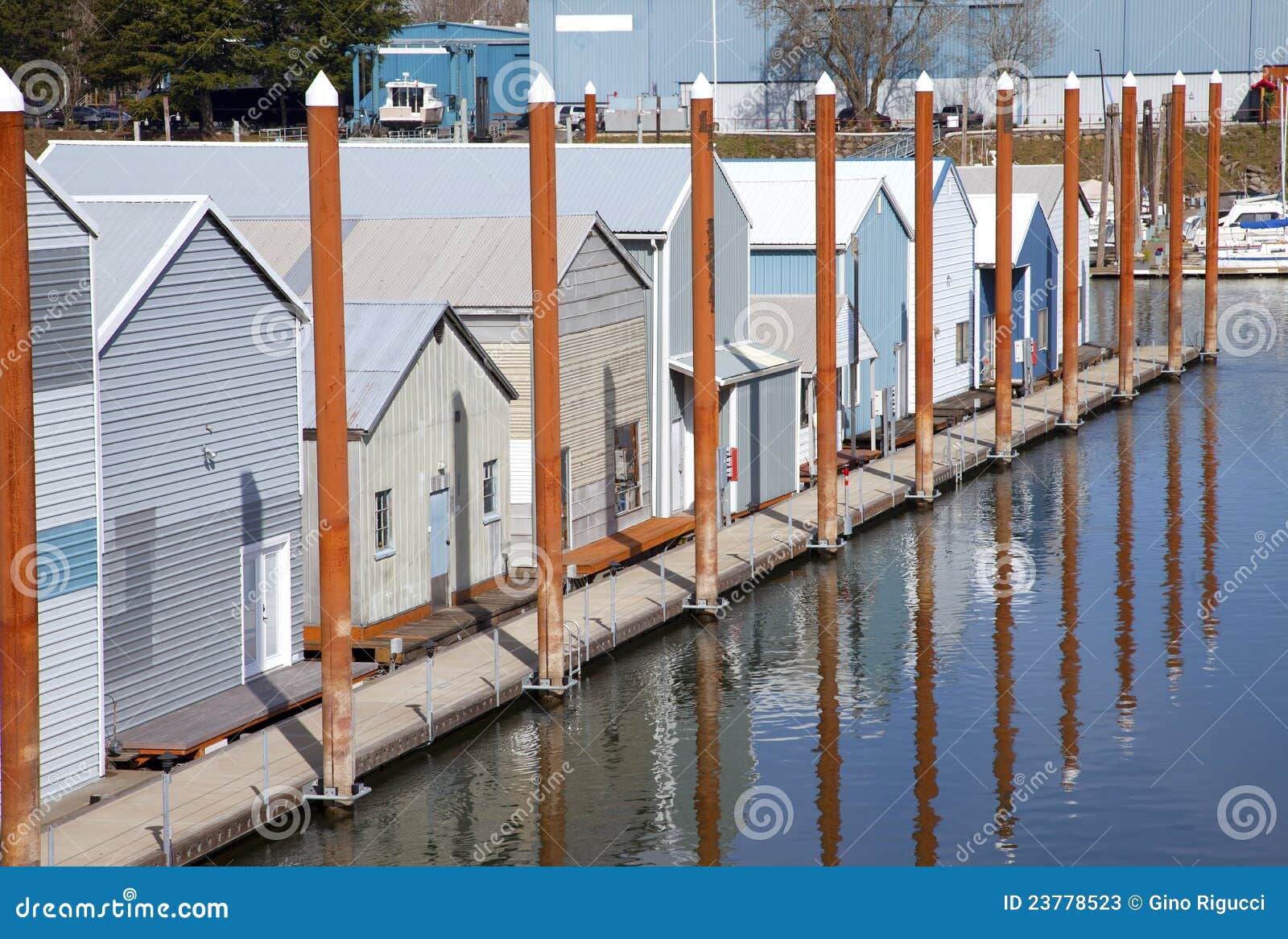 Boat Garages in a Marina, Portland or. Stock Image - Image of facility ...
