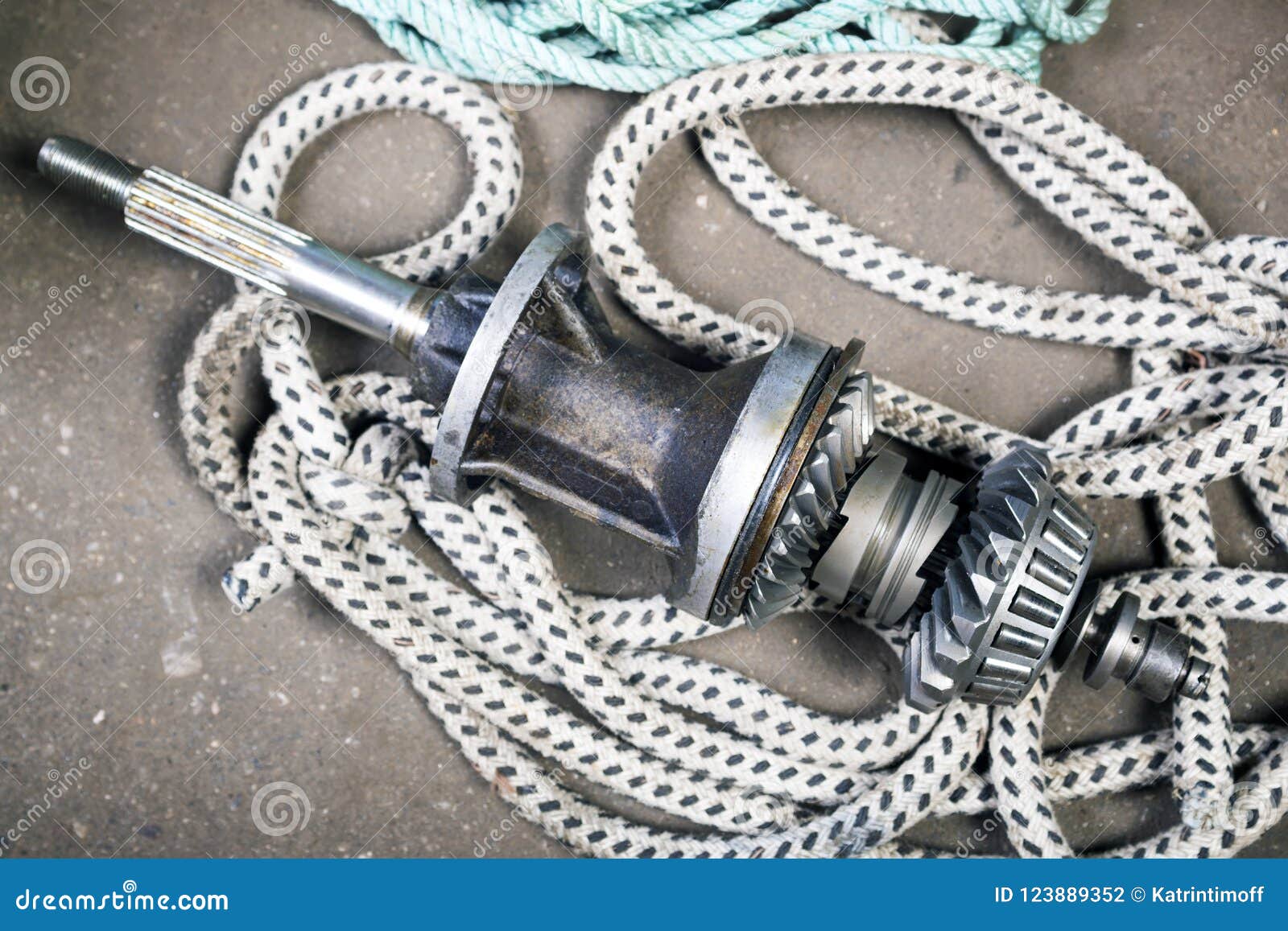 Boat gears and ropes stock photo. Image of fishing, rope - 123889352