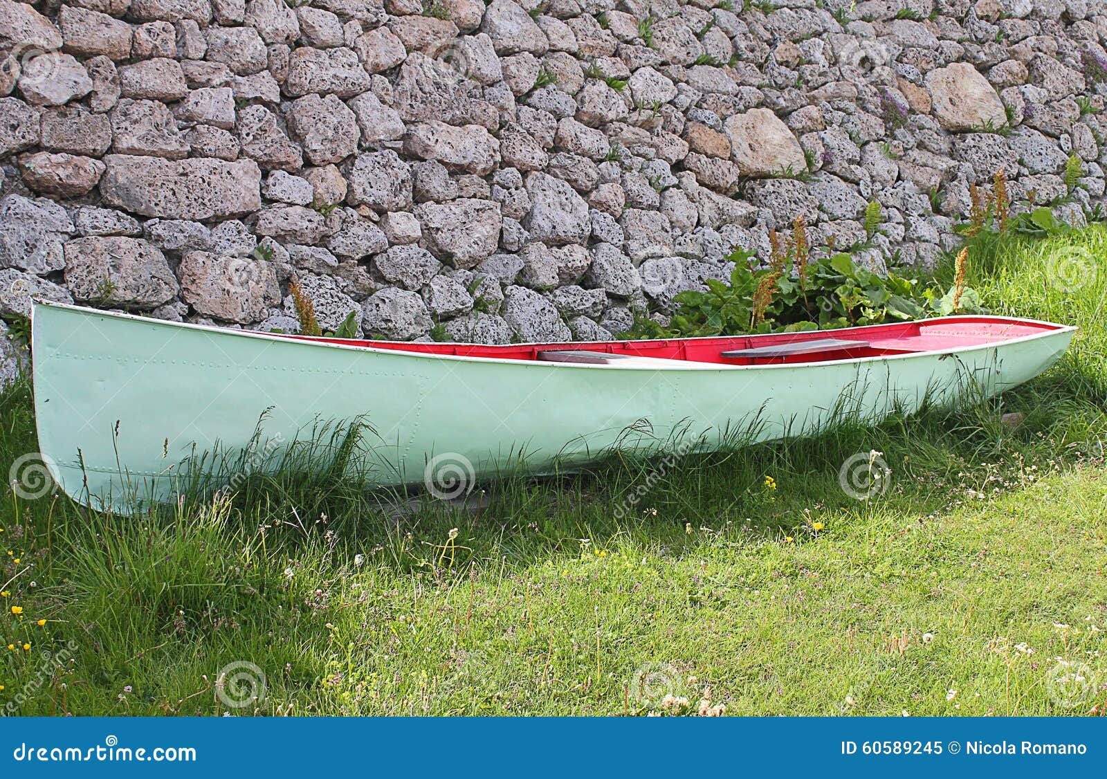 Boat on the grass stock image. Image of transportation - 60589245