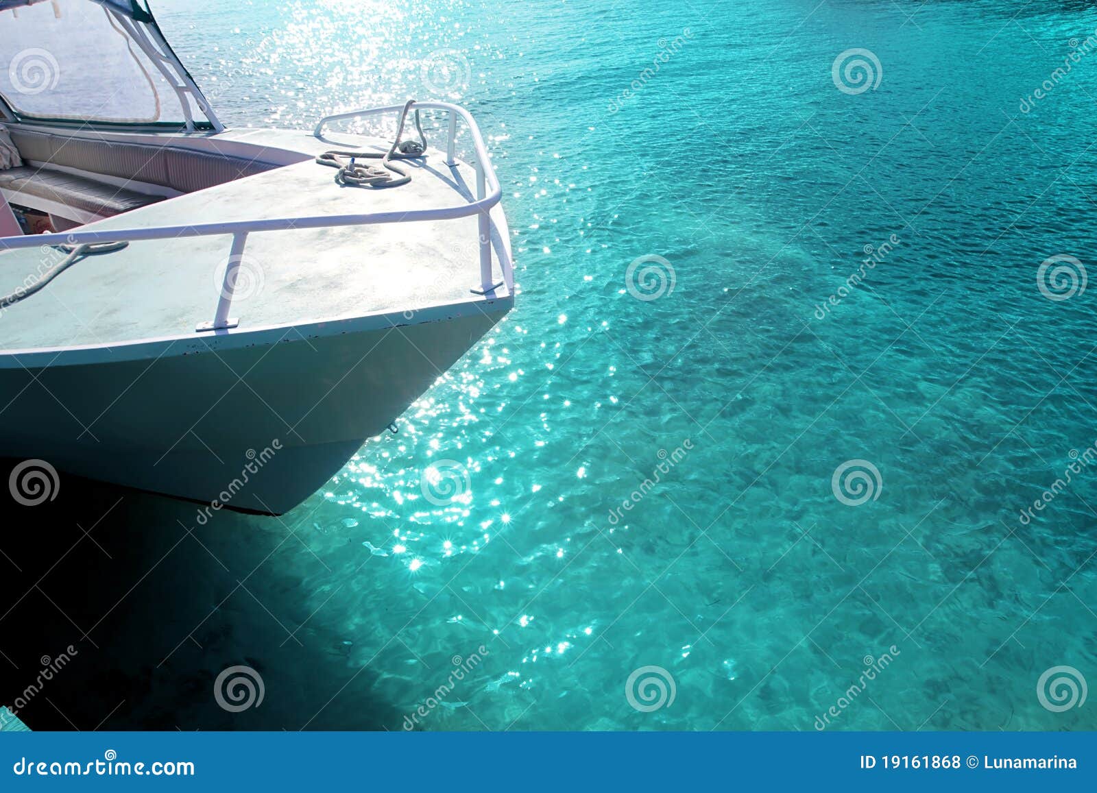 Boat Green Bow in Turquoise Caribbean Sea Stock Photo - Image of ...