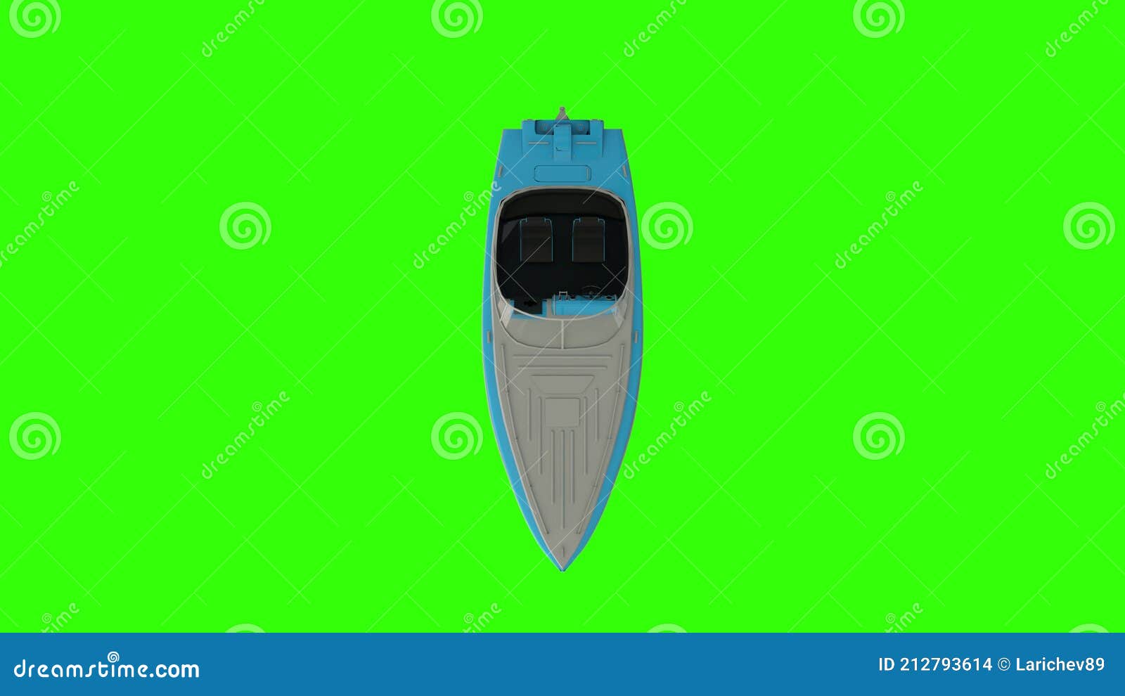 Boat on a Green Screen. Motor Boat Sailing Over Waves, 3d Illustration ...