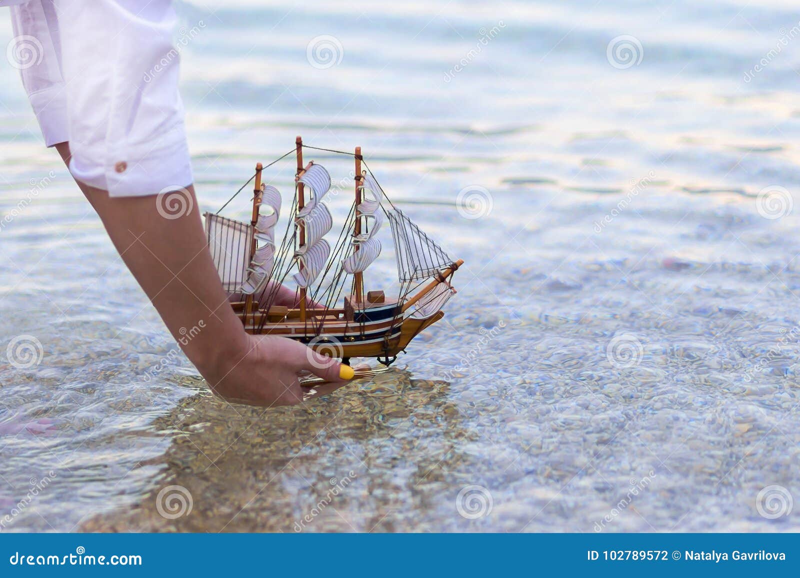 The boat in the hands stock photo. Image of holding - 102789572