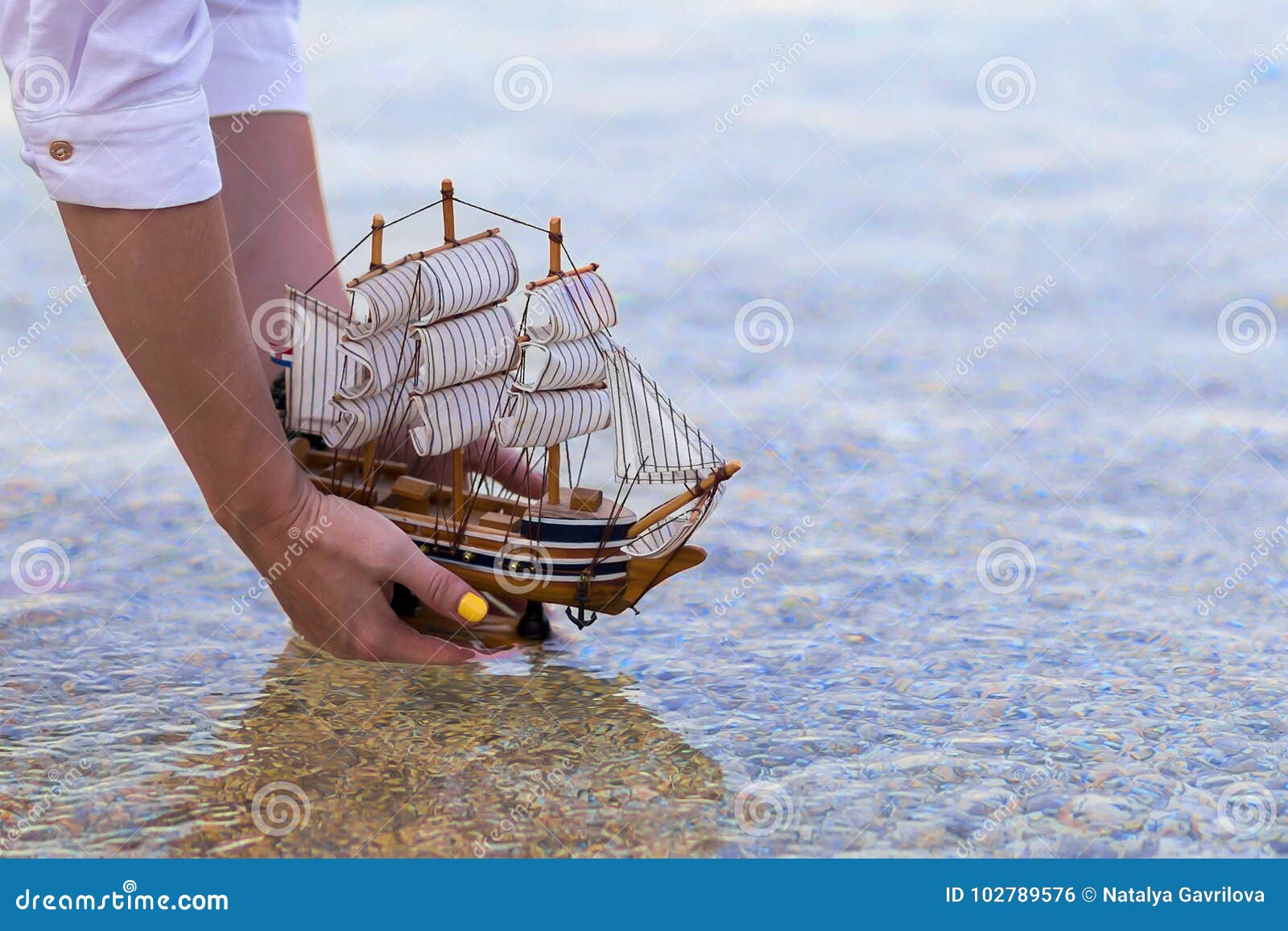 The boat in the hands stock photo. Image of launches - 102789576