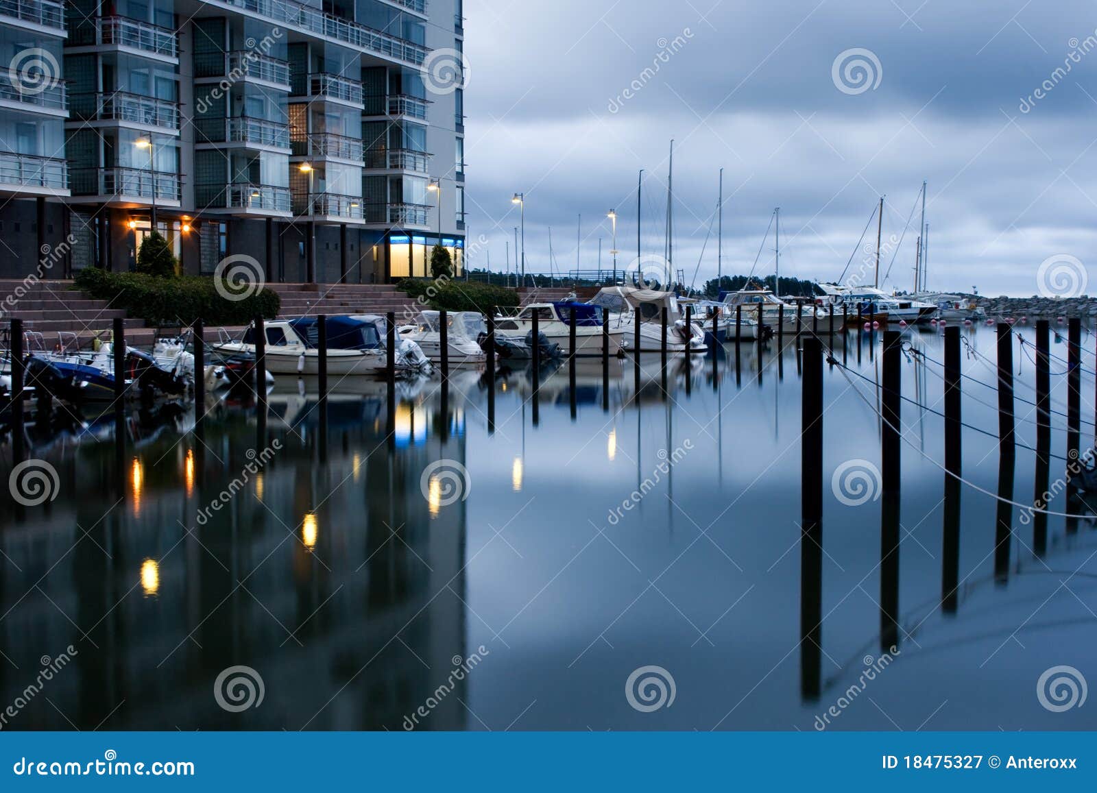 Boat Harbor in Early Morning Stock Image - Image of clouds, morning ...