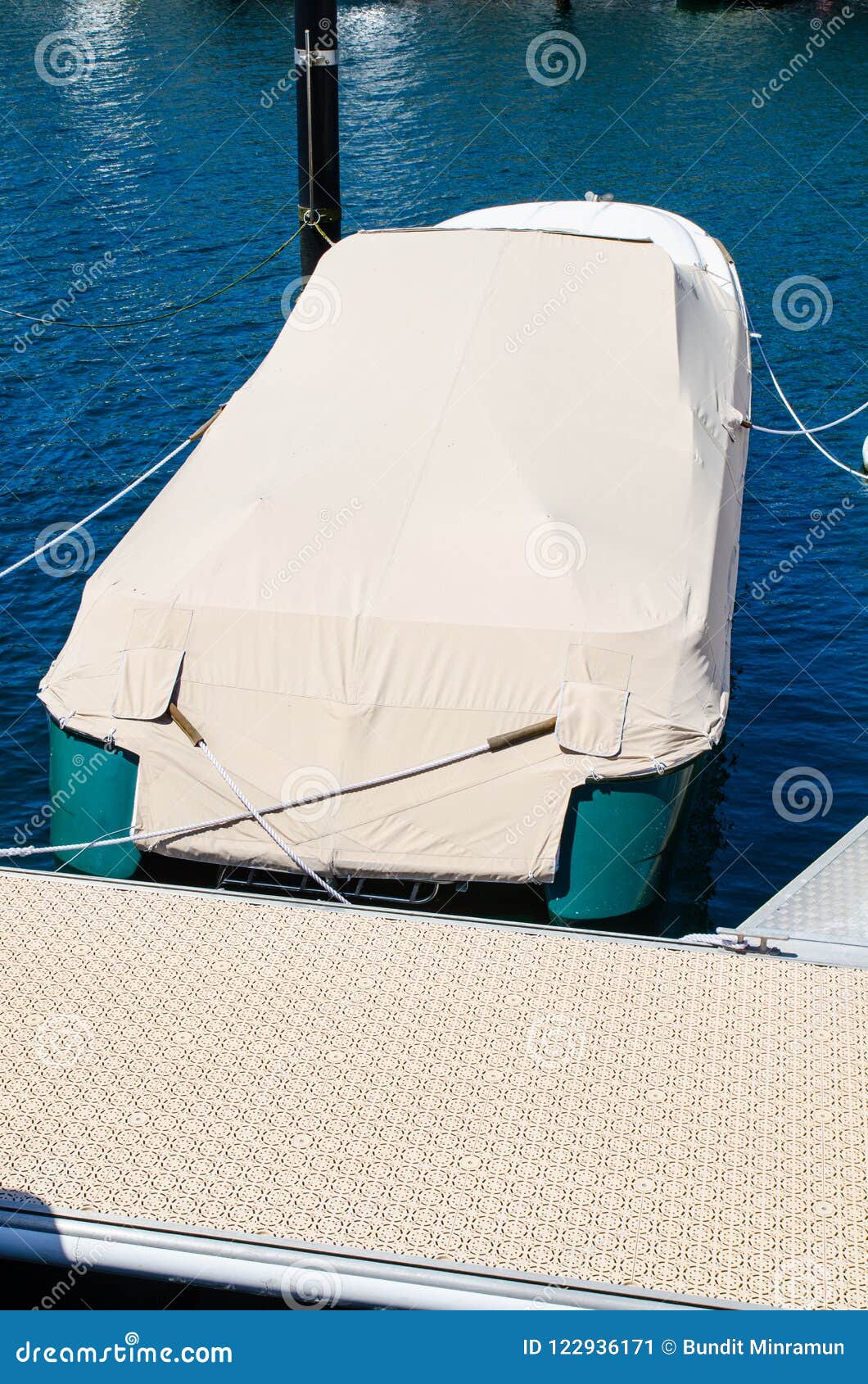 The Boat Has Docked at a Port with Protection Covers. Stock Image ...