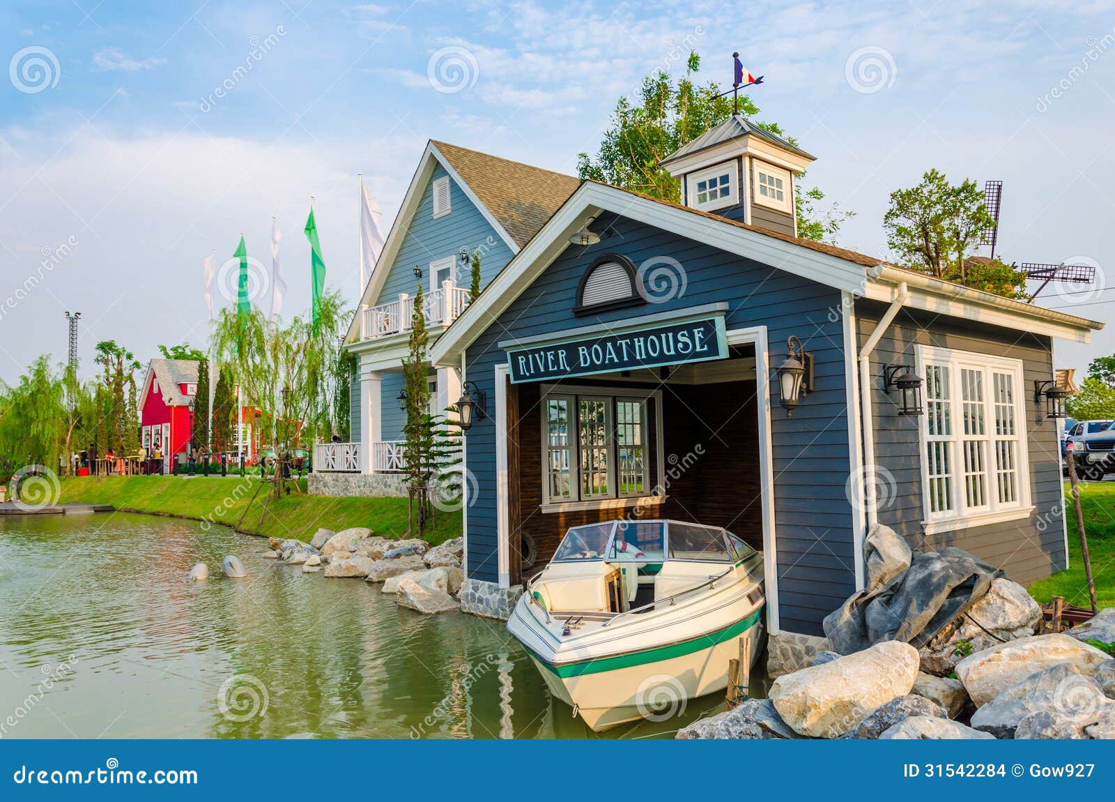 Boat House stock photo. Image of leisure, pond, ferry - 31542284