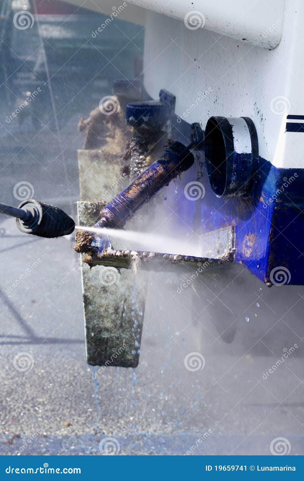 Boat Hull Cleaning Water Pressure Washer Stock Image - Image of ...