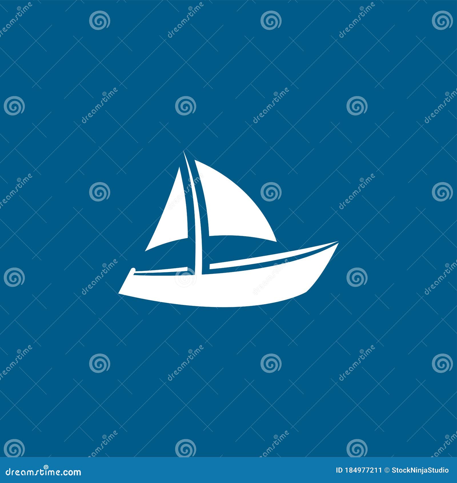 Boat Icon on Blue Background. Blue Flat Style Vector Illustration Stock ...