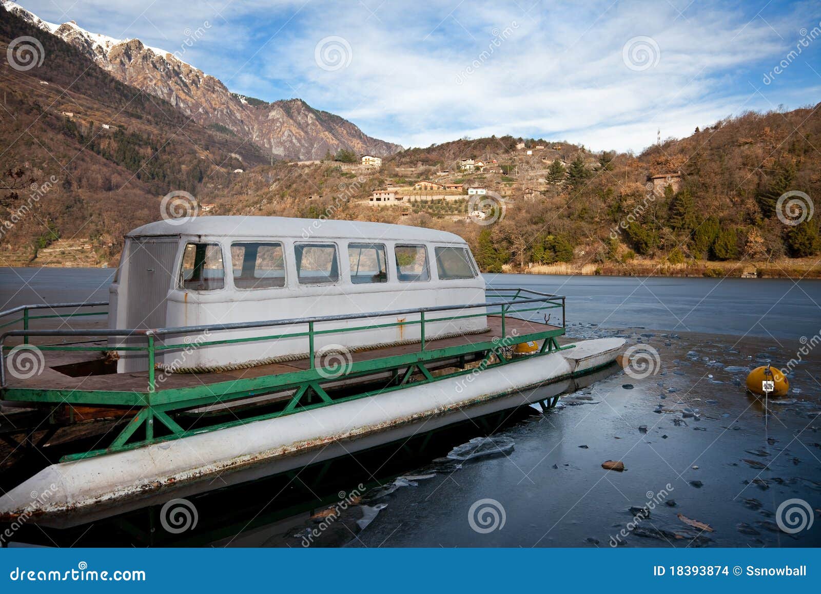 Boat in an icy lake stock photo. Image of cloud, water - 18393874