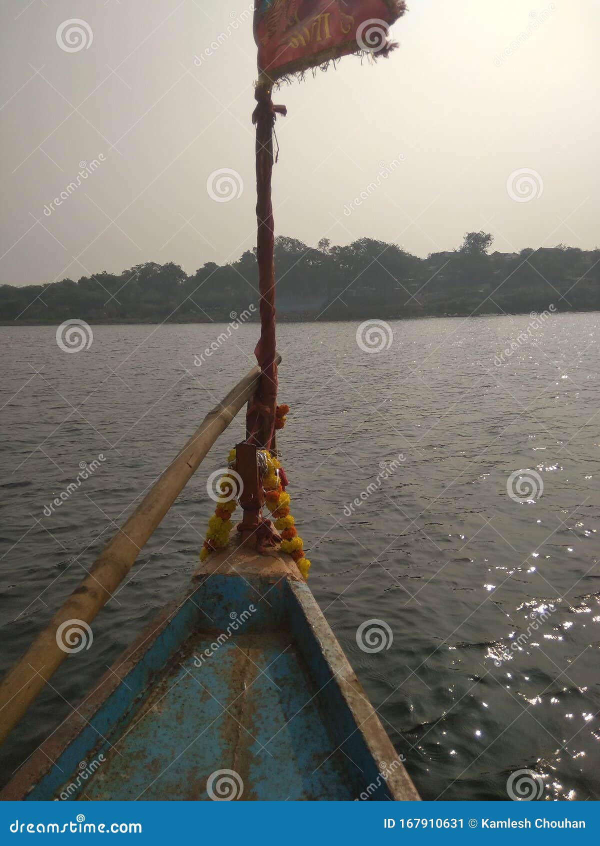Boat of India Walking in River Stock Image - Image of irrigating, lite ...