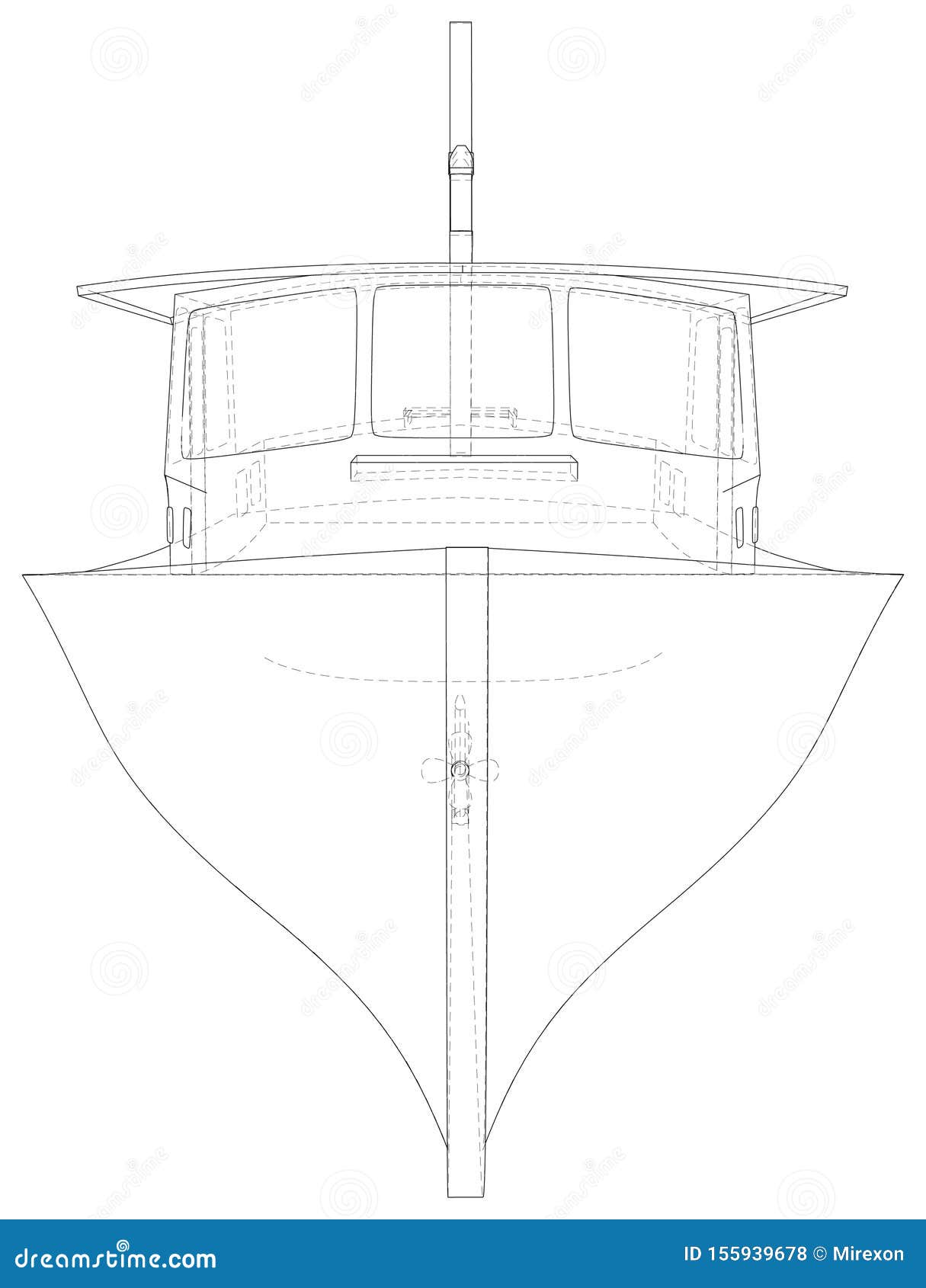 Boat Isolated on White. Technical Wire-frame Stock Vector ...