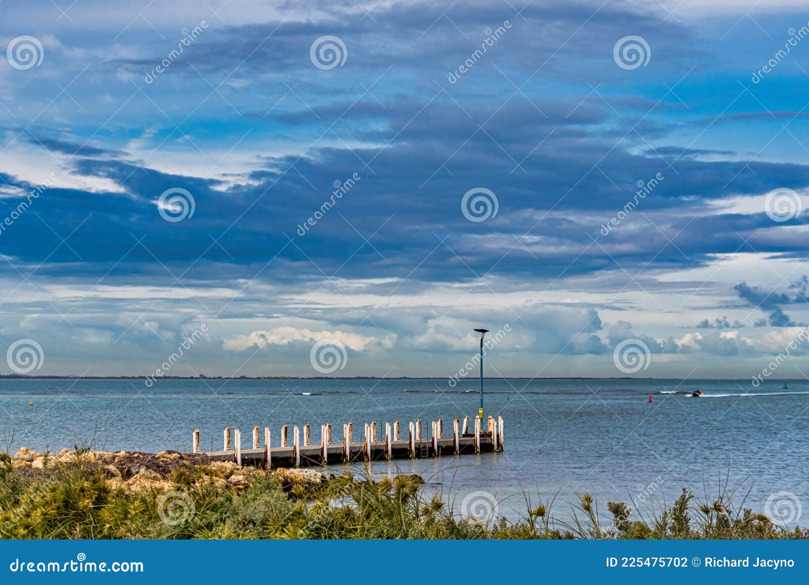 Boat Jetty at Safety Bay Foreshore Stock Photo - Image of fishing, palm ...
