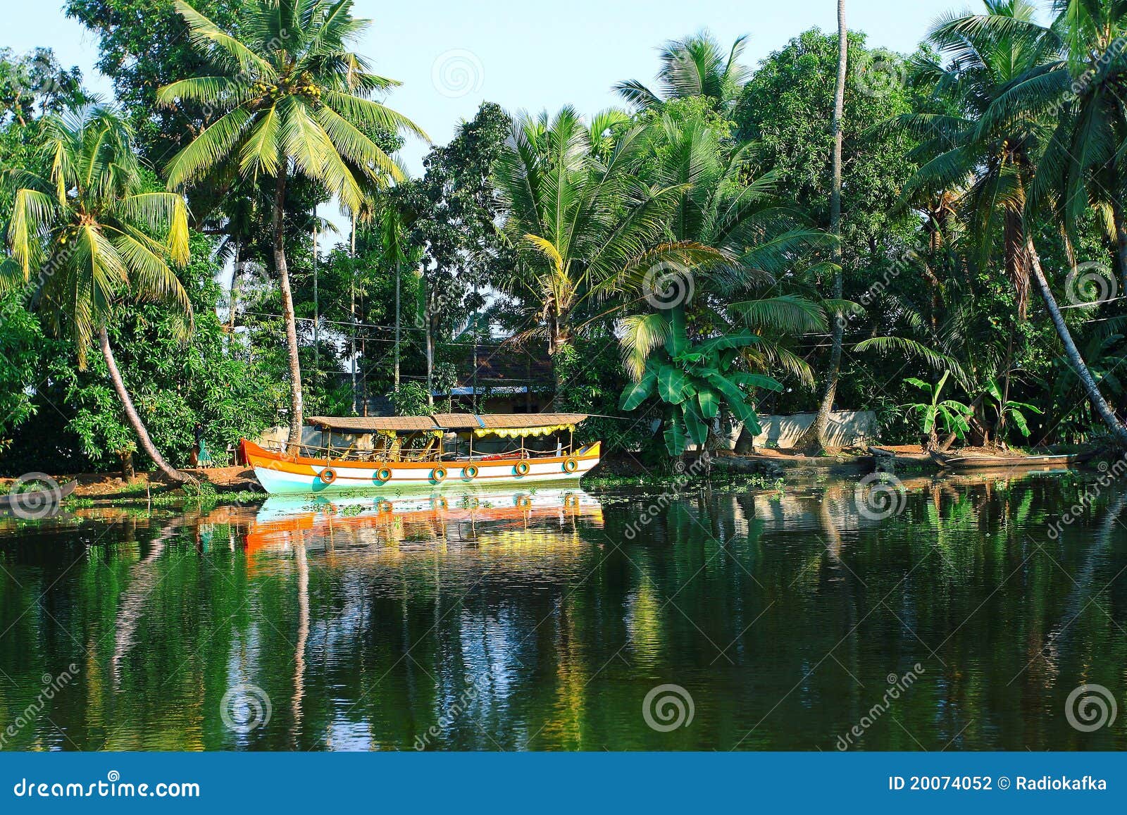 The Boat in a Lagoon of the Kerala Backwaters Stock Photo - Image of ...