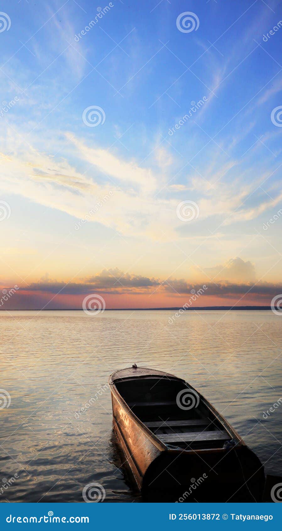 Boat on the lake stock photo. Image of empty, sunset - 256013872