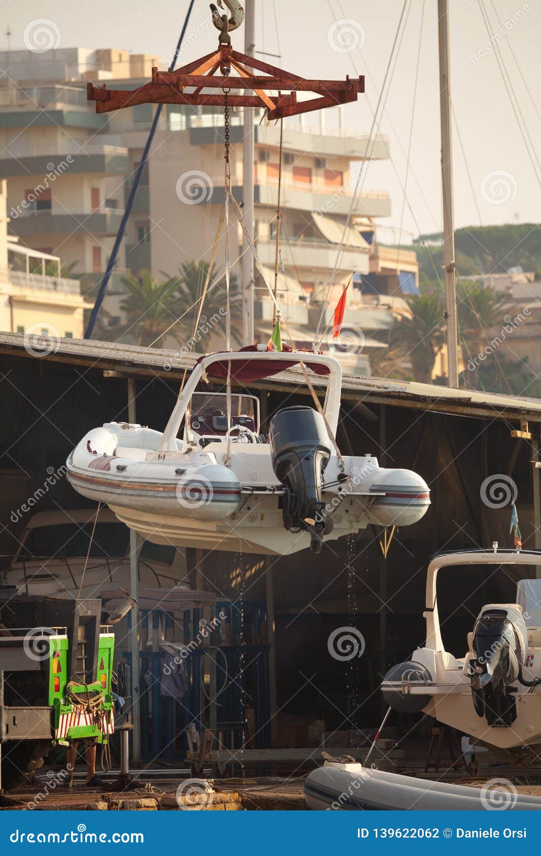 Boat lift for dry storage stock photo. Image of export - 139622062