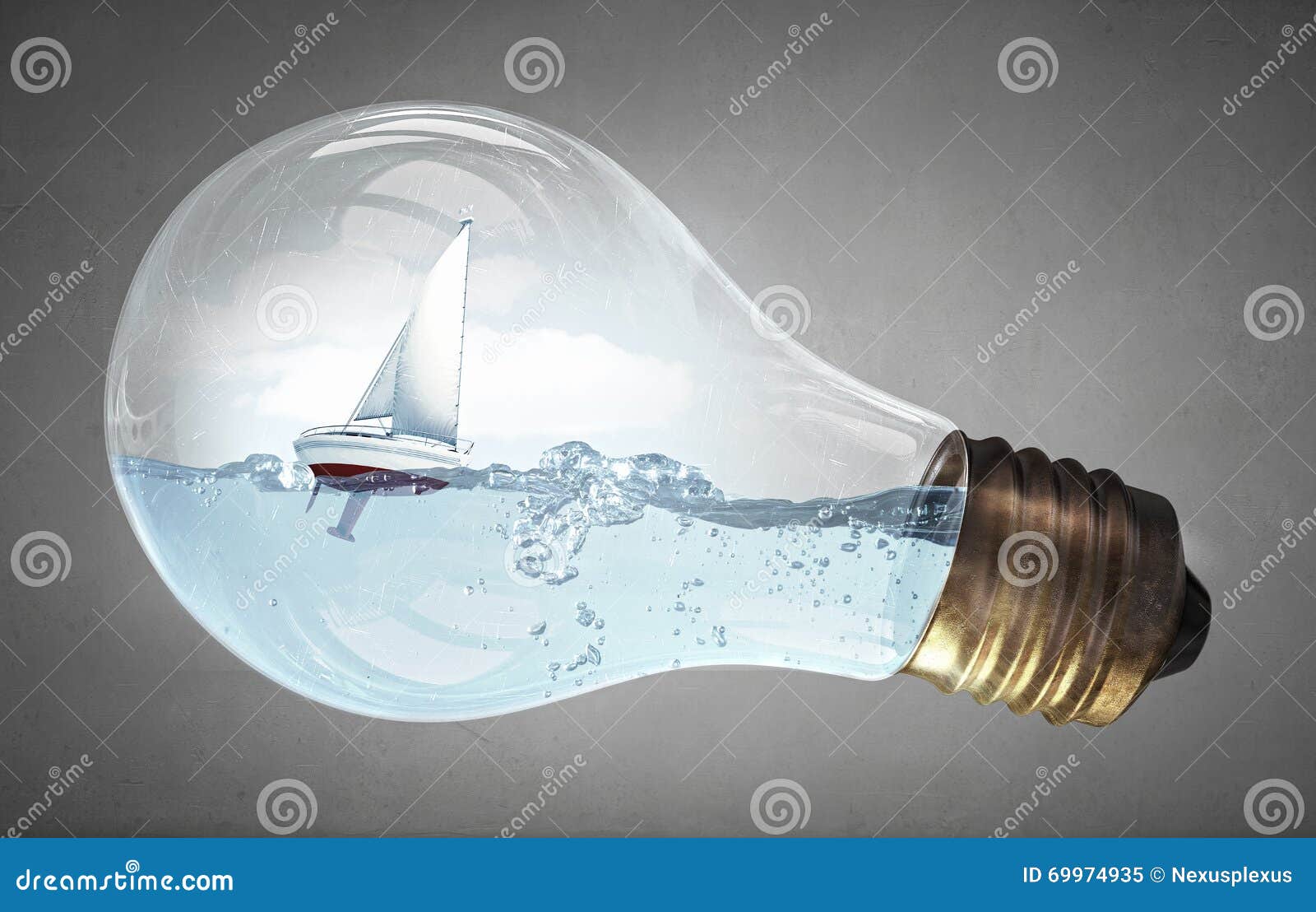 Boat in light bulb stock image. Image of nautical, innovation - 69974935