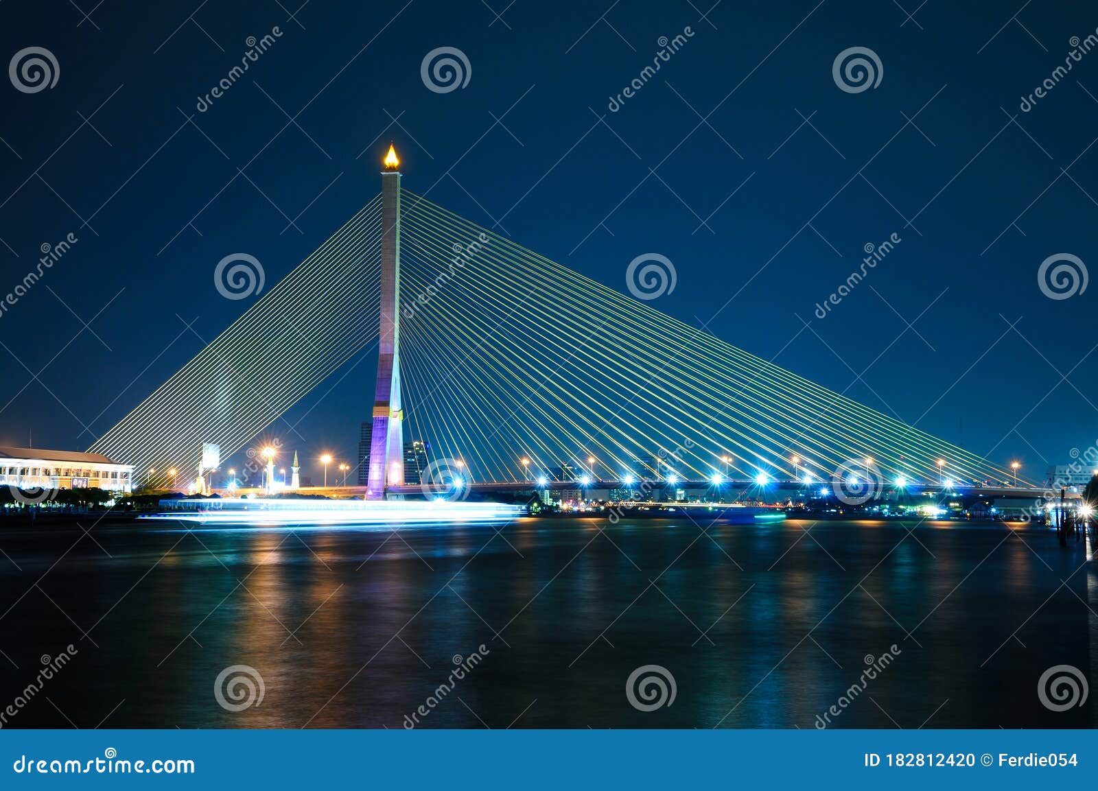 A View of King Rama VIII Bridge in Bangkok Stock Photo - Image of ...