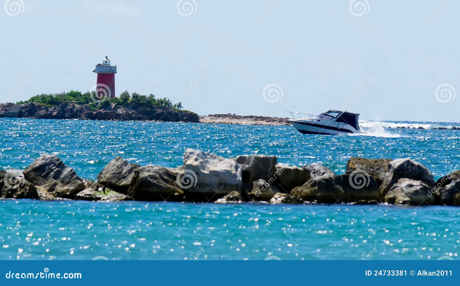 Boat and lighthouse stock image. Image of marine, colorful - 24733381